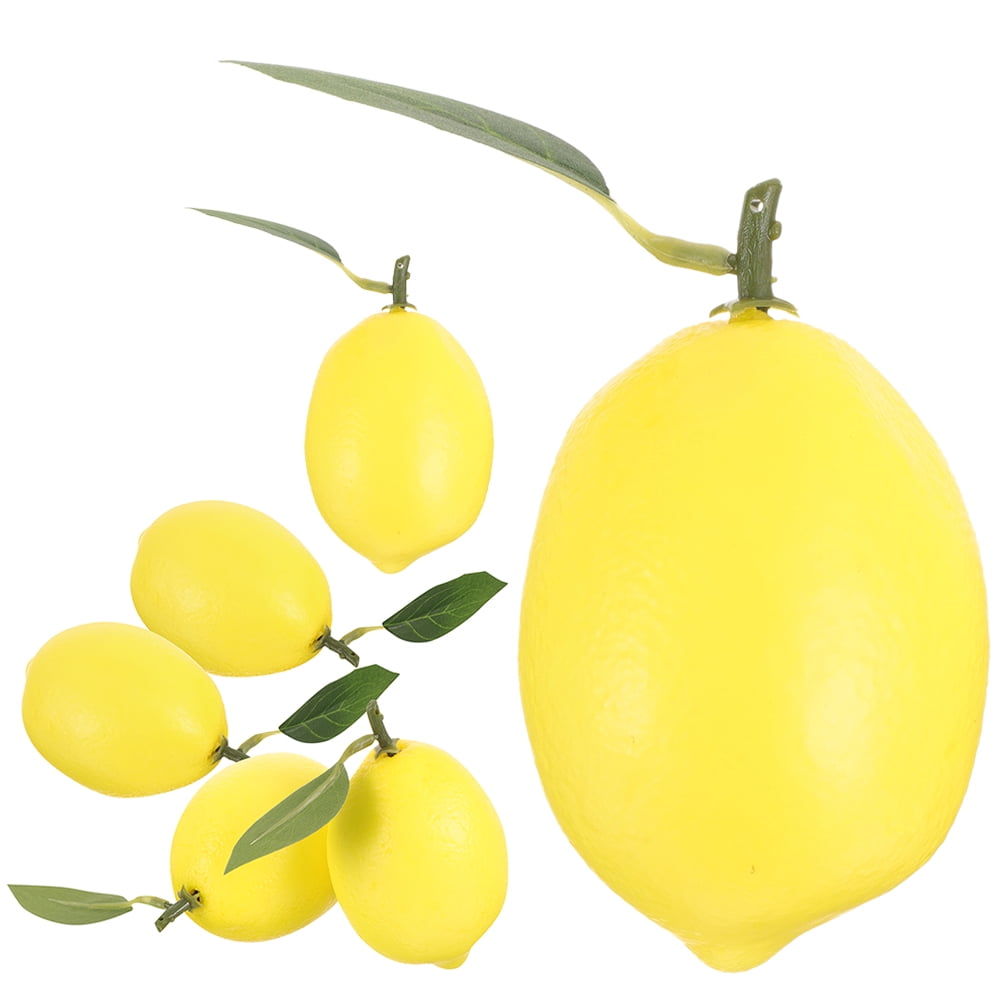 MLINS 6 Pcs Fake Fruit Photo Prop Lemon Decor Artificial Apples Yellow ...