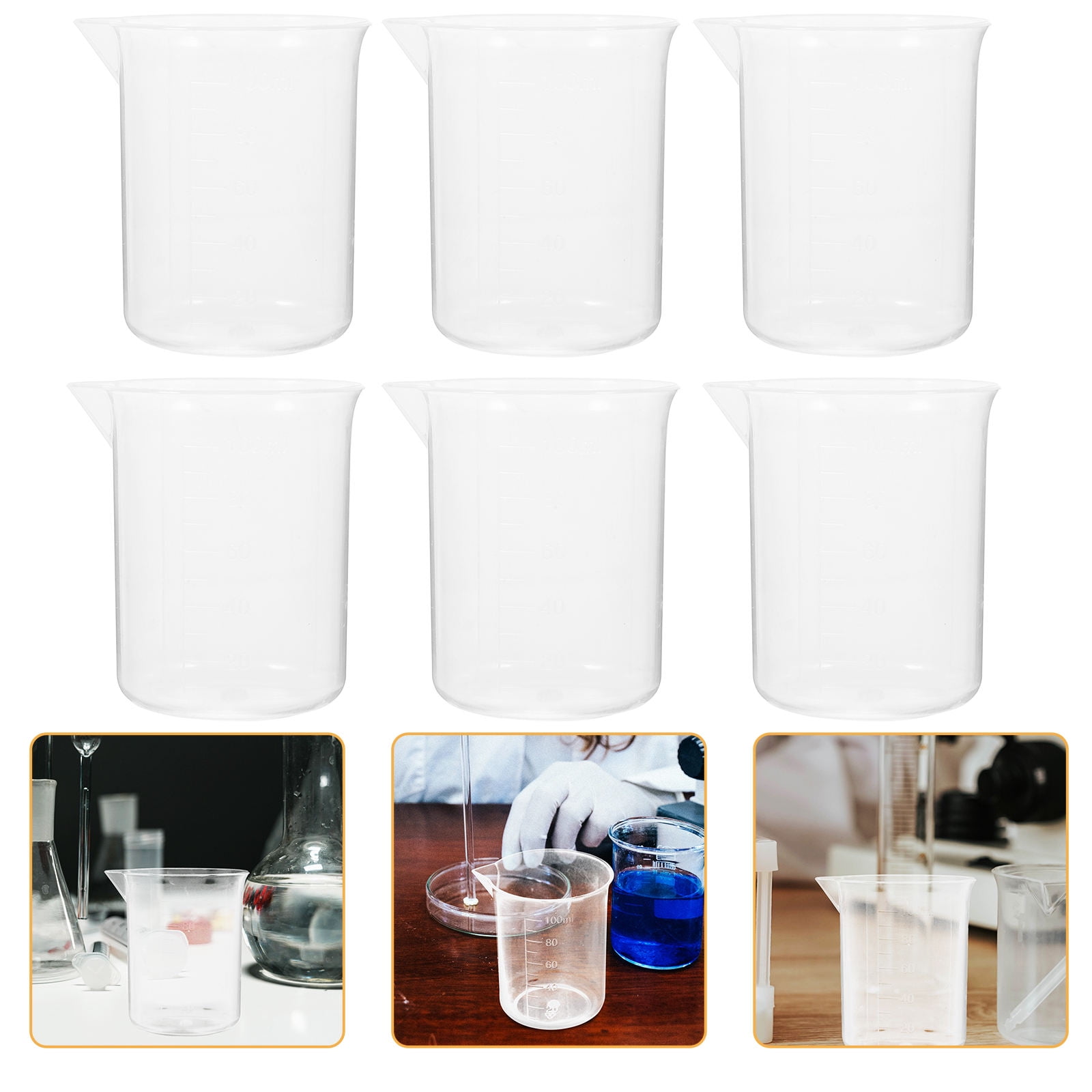 MLINS 6 Pcs Plastic Science Beakers Measure Container for Liquid Drinks ...