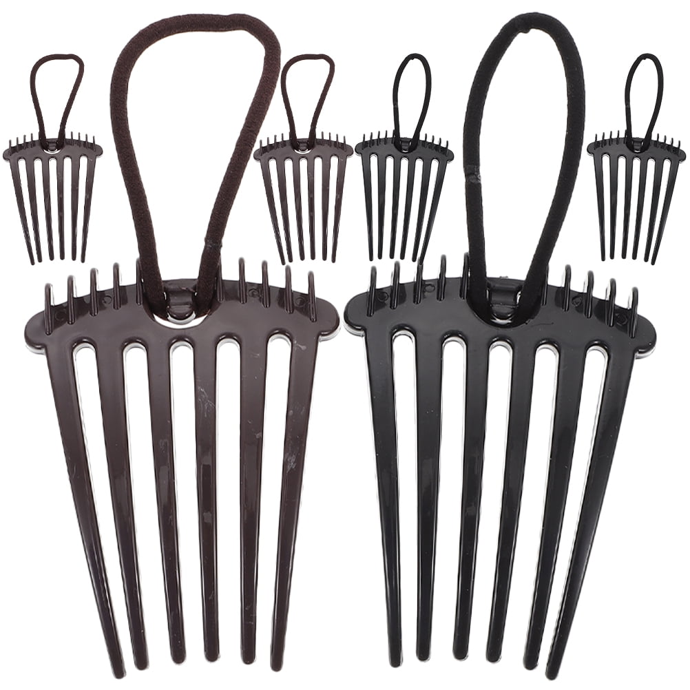 MLINS 6 Pcs Ponytail Simple Fluffy Hairstyle Rich Comb 6pcs (coffee 3 ...
