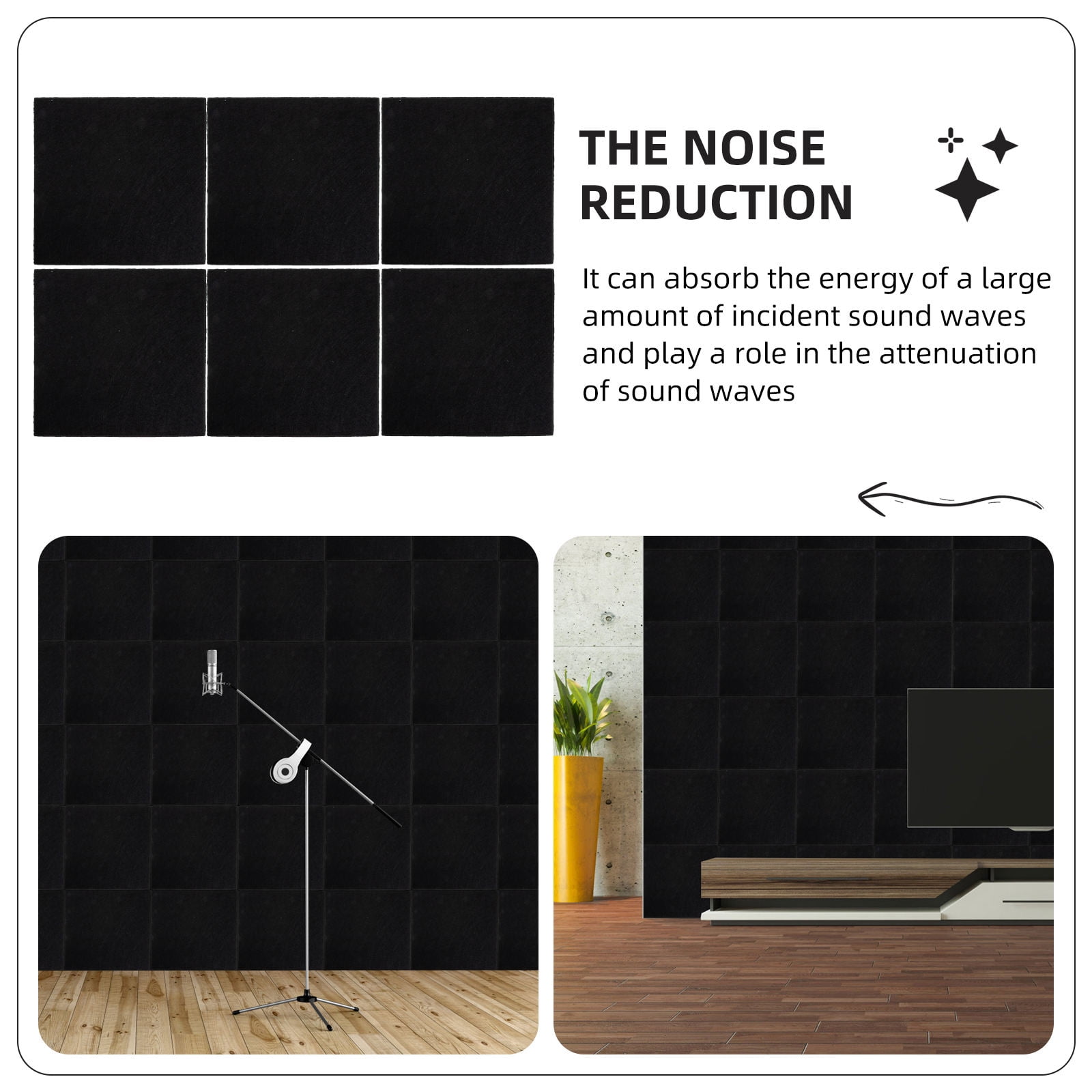 MLINS 6 Pcs Sound-absorbing Panels Acoustic Soundproofing Drum Chamber ...