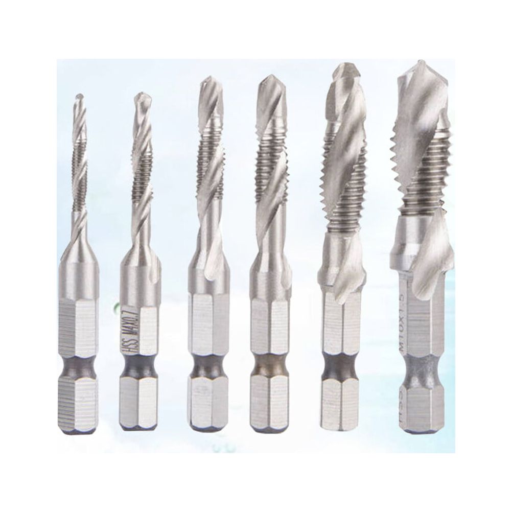 MLINS 6 Piece Steel Tap Drill Bit Set for Repairing with Back Tapered ...