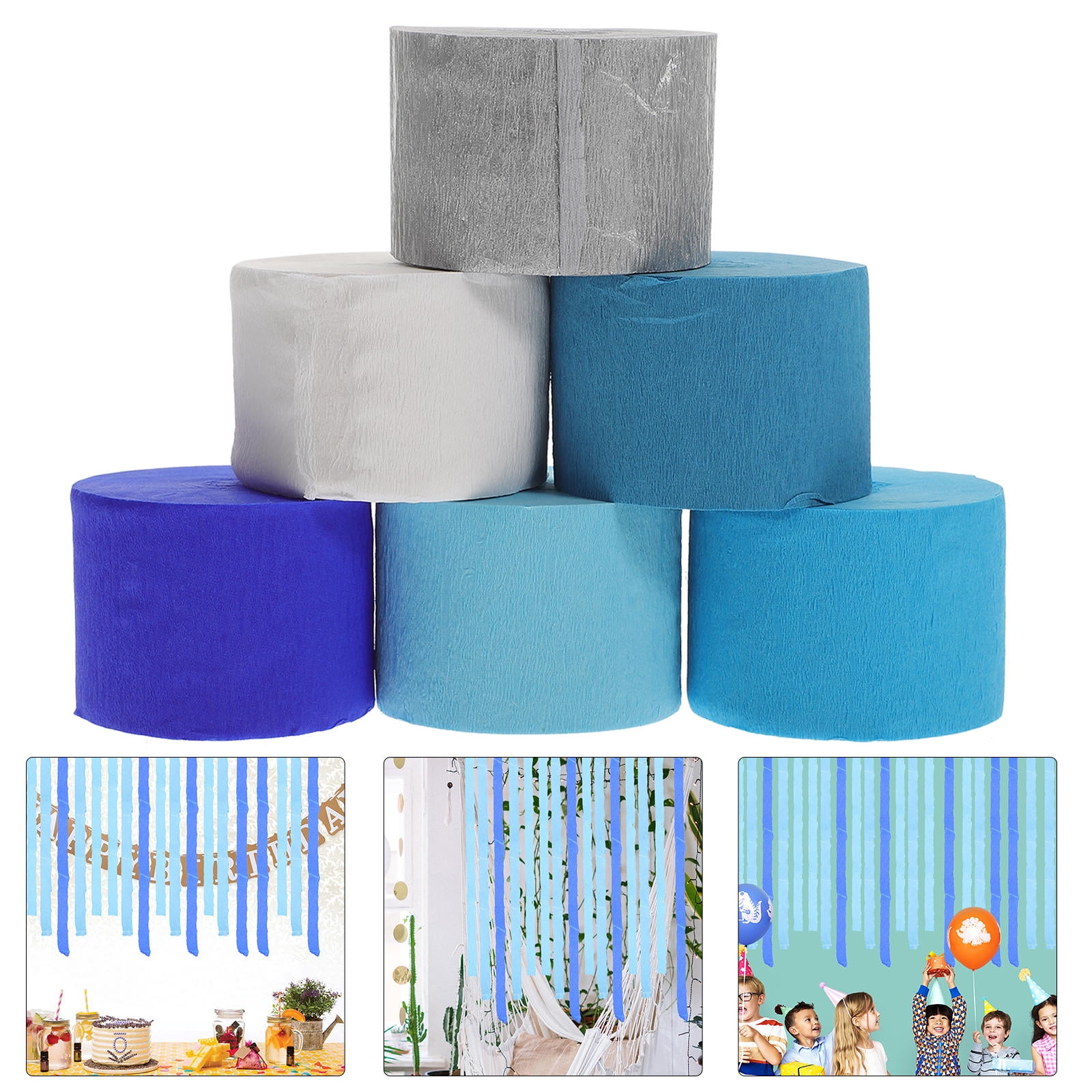 PTOOTP Crepe Paper Streamer Light Blue 6 Rolls Anniversary Party ...