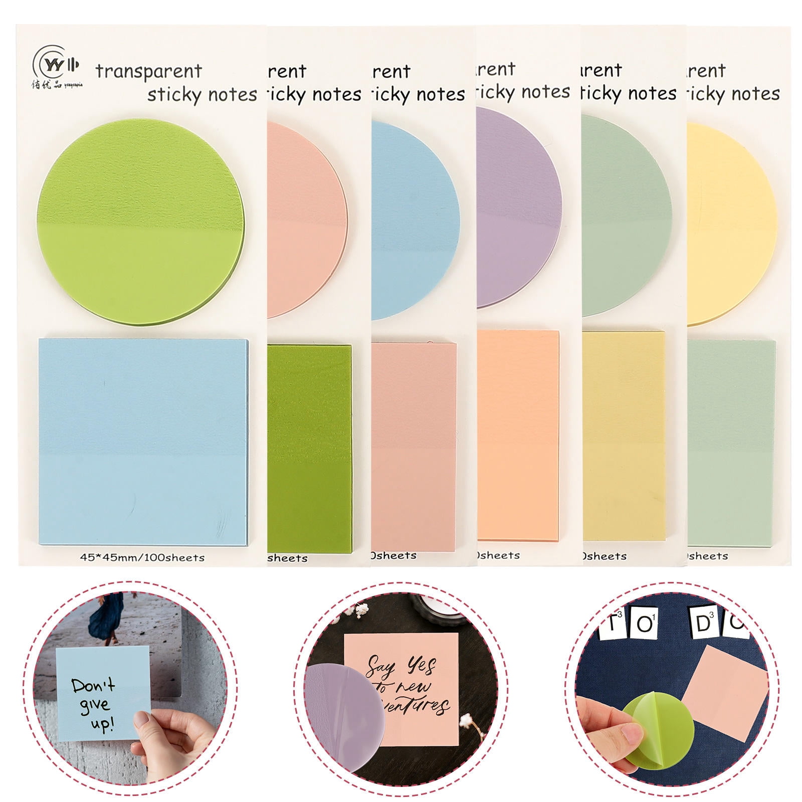 MLINS 6 Sets To-do List Pads Sticky Book Tabs Cute Transparent Colorful ...