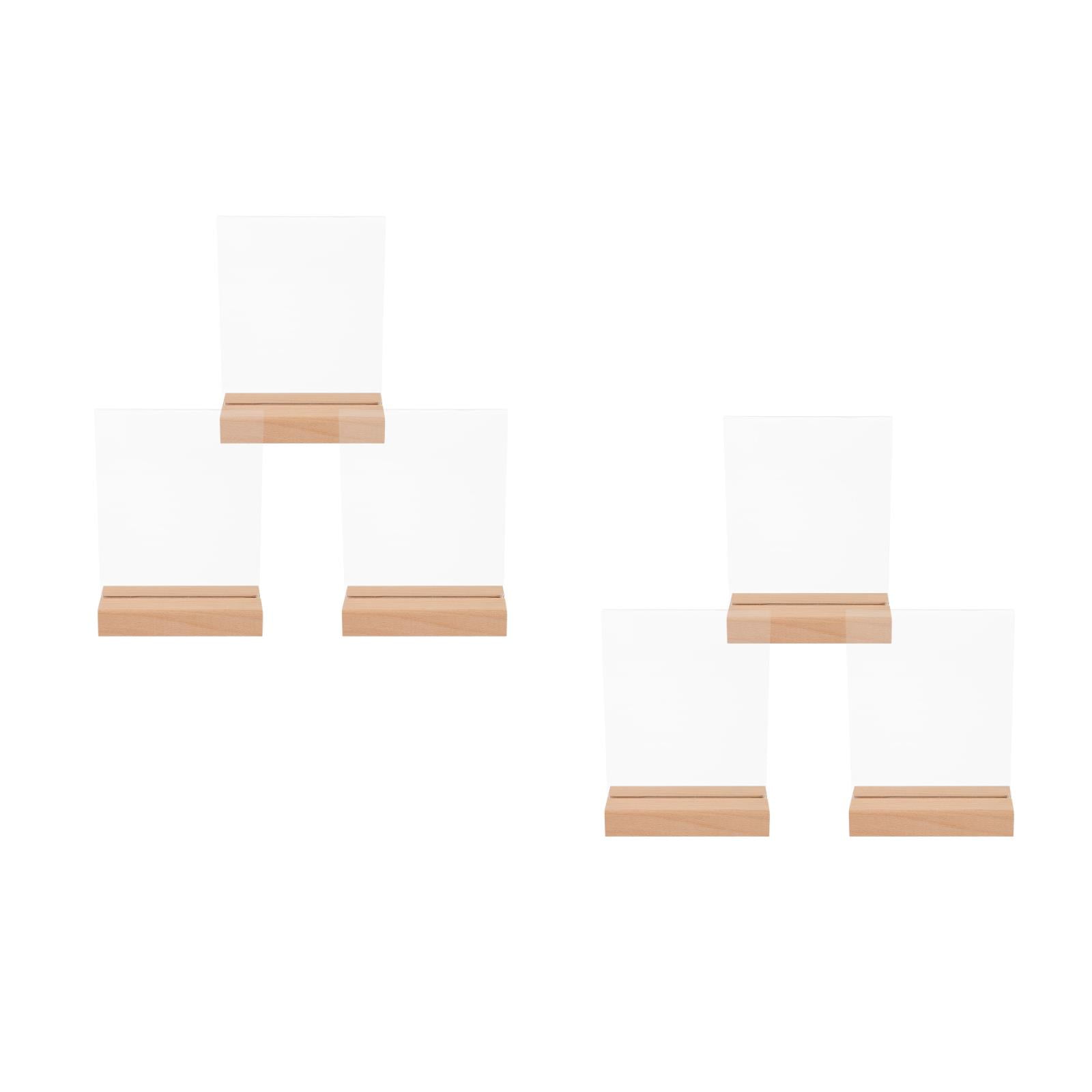MLINS 6 pcs Clear Display Holder Table Menu Display Holder Wood Base ...