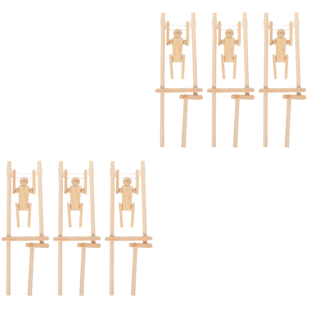 MLINS 6 pcs Wooden Flip Action Figures Model Flipping Dolls Diy Crafts ...