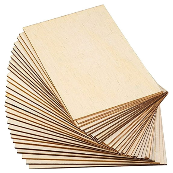 MLINS 60 Pcs Rectangle Unfinished Wood Craft Wooden Boards for Crafts ...