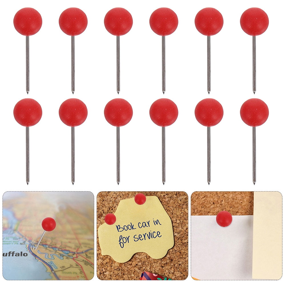 MLINS 600pcs Push Pins Red Map Tacks Round Head With Stainless Point Head Marking Pins For ...