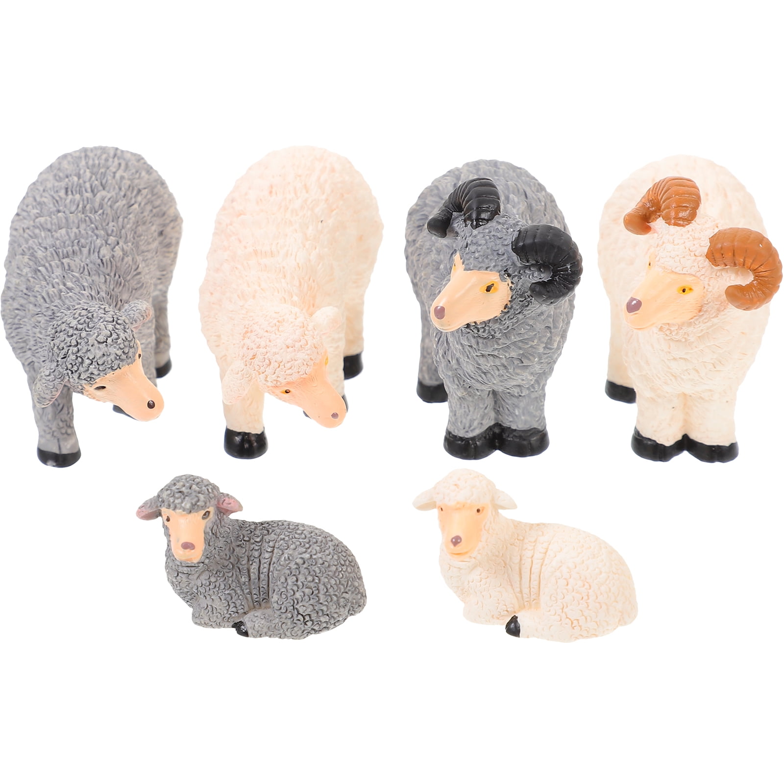 MLINS 6Pcs Miniature Sheep Figurine Mini Animal Garden Figurines Micro ...