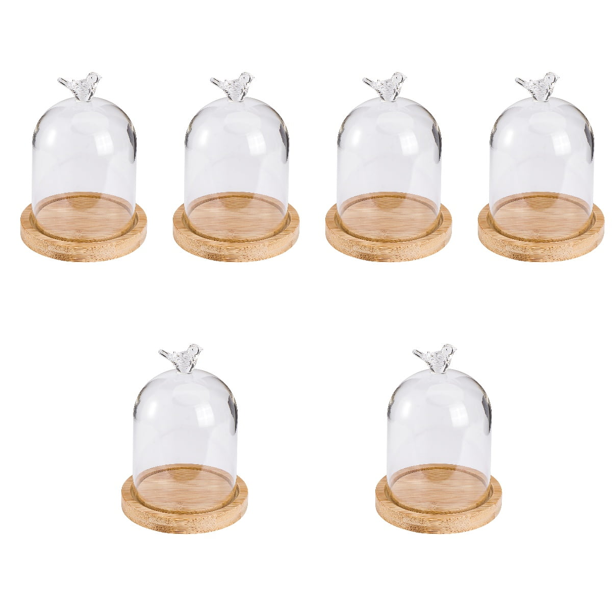 MLINS 6pcs Clear Glass Dome Cloche with Base Tabletop Centerpiece ...
