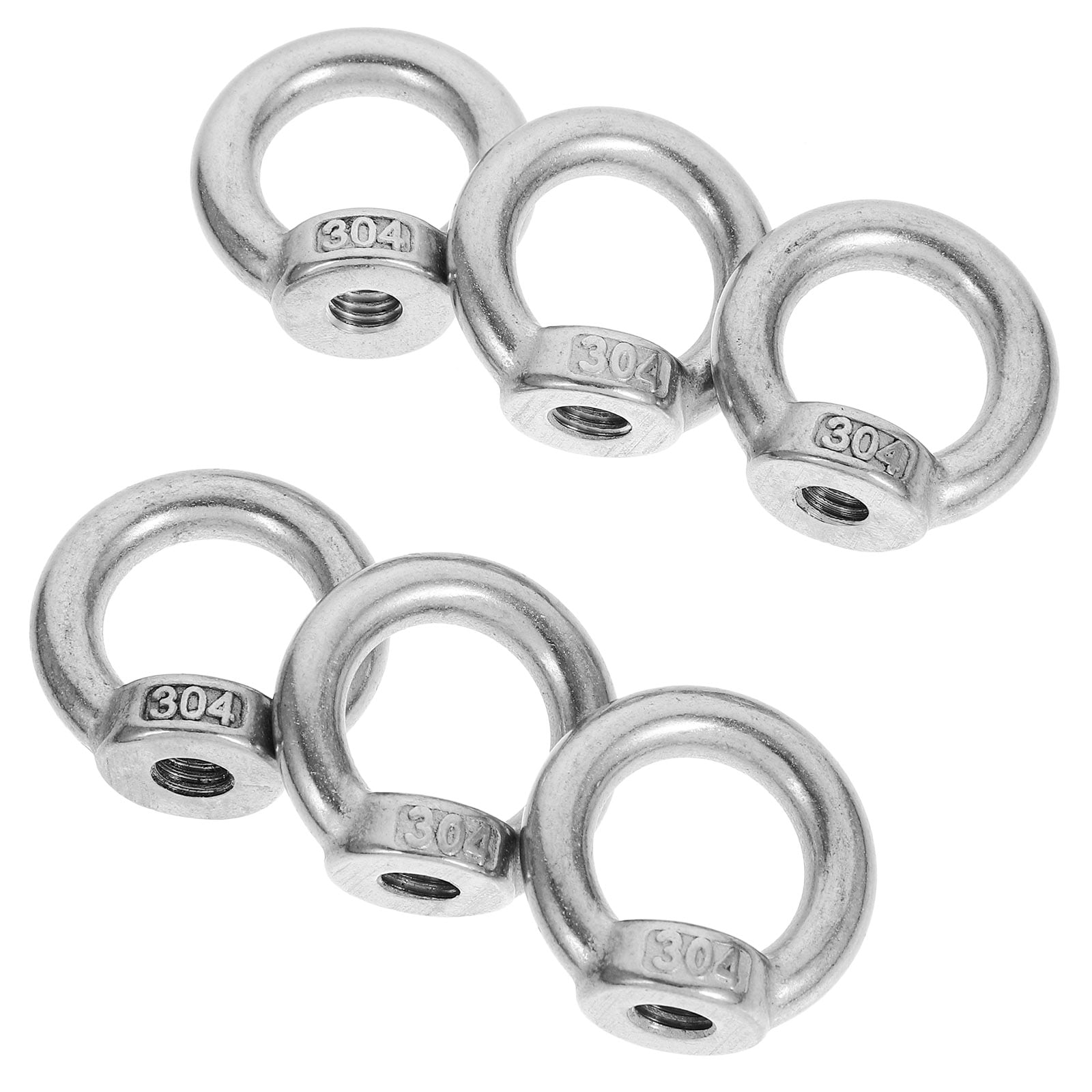 Milisten Knurled Insert Nuts Eye Bolt Silver 304 Stainless Steel 6Pcs ...