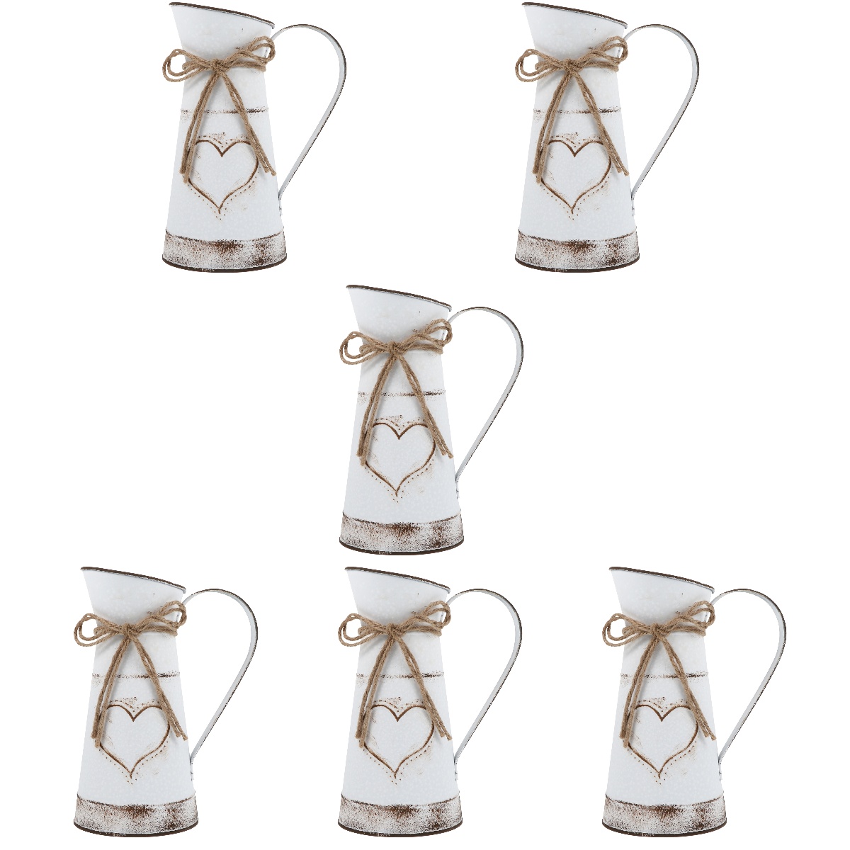 MLINS 6pcs Metal Galvanized Vases Jug Vase Vintage Pitcher Flower Jug ...