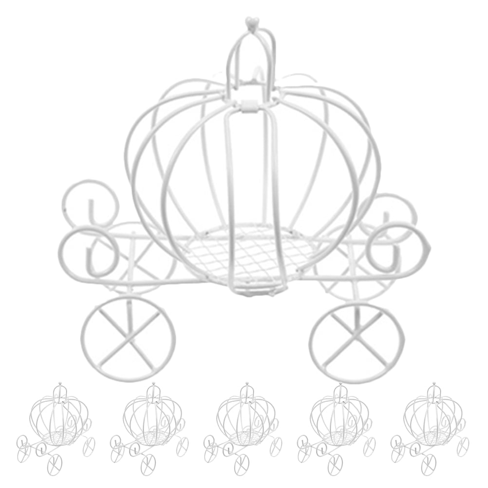 MLINS 6pcs Pumpkin Carriage Candy Box Decorative Metal Carriage Centerpiece Gold Wire Princess ...