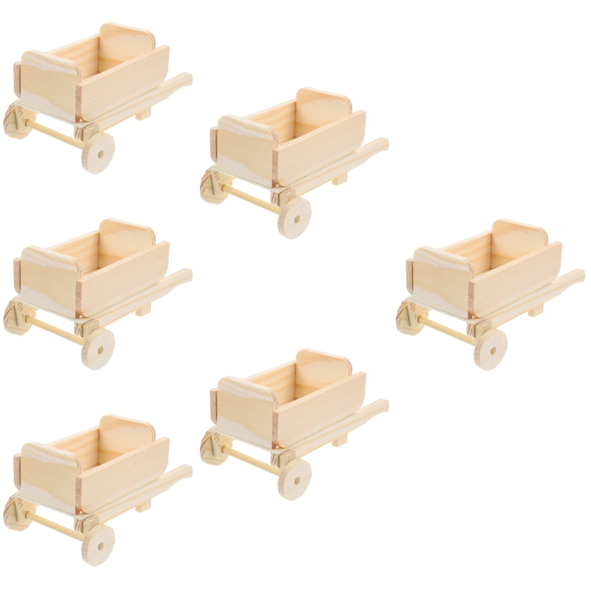 MLINS 6pcs Wooden Blank Cart Model Doll House Miniature Cart Decoration ...