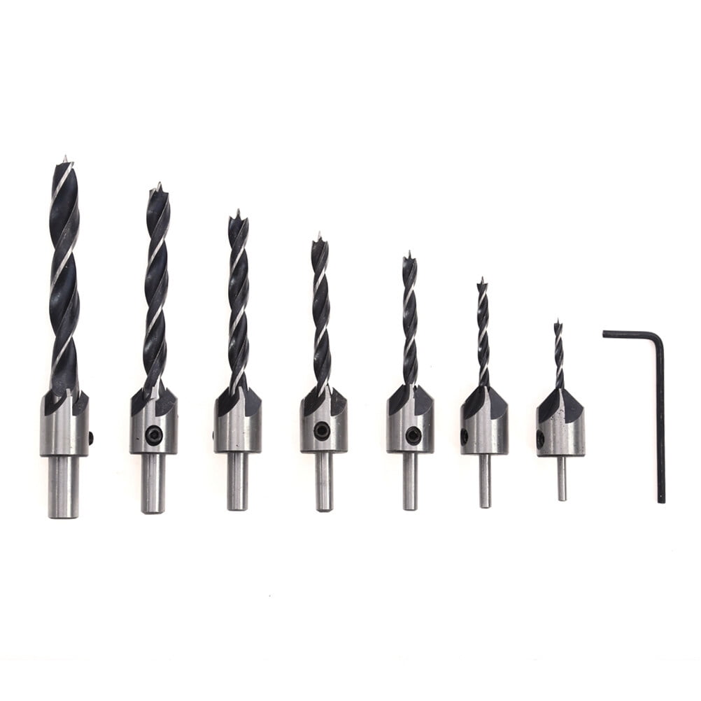 MLINS 7 Pcs Chamferer Countersink Drill Bits Set Woodworking Chamfer ...
