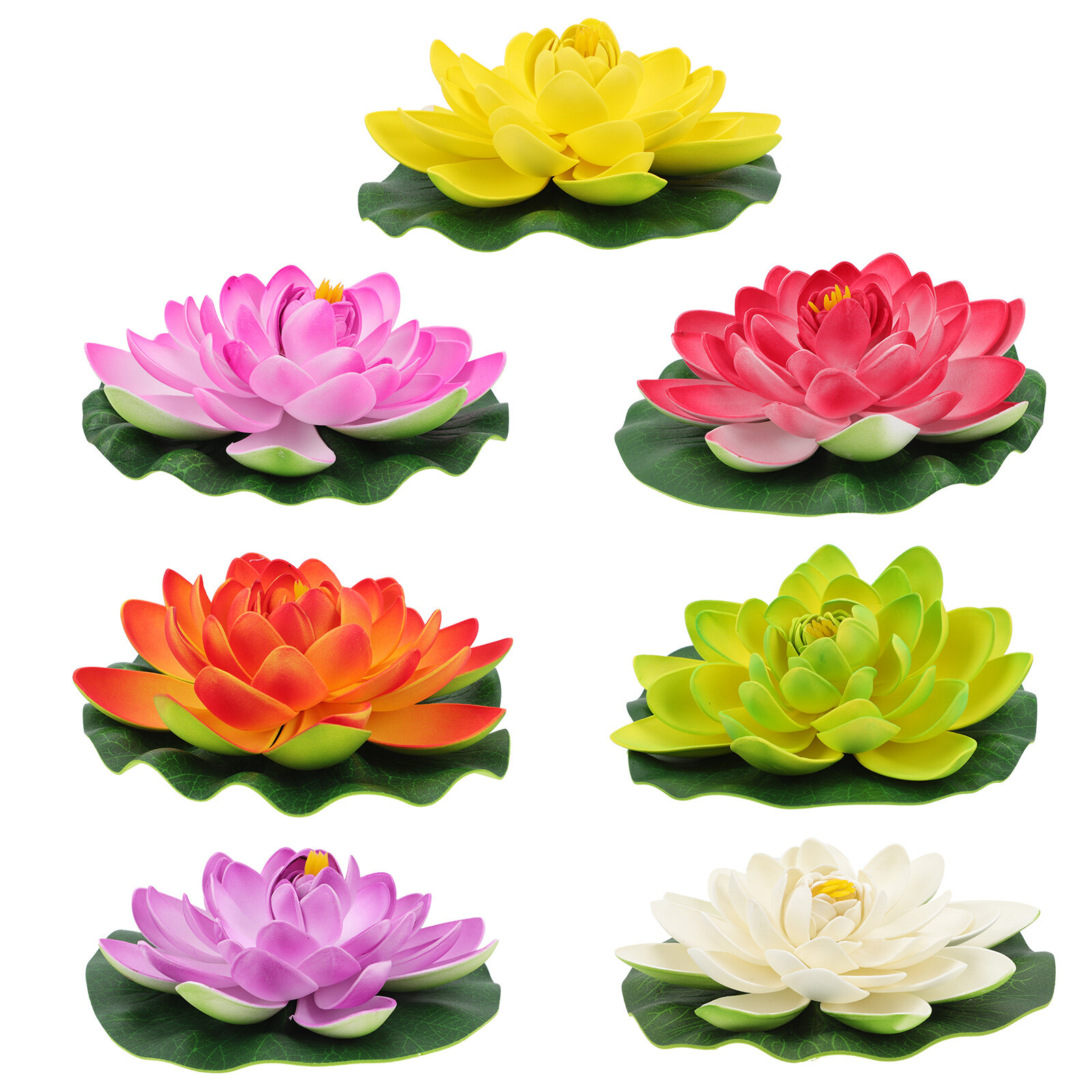 MLINS 7 Pcs Pond Floats Imitation Lotus for Buddha Garden Decoration ...