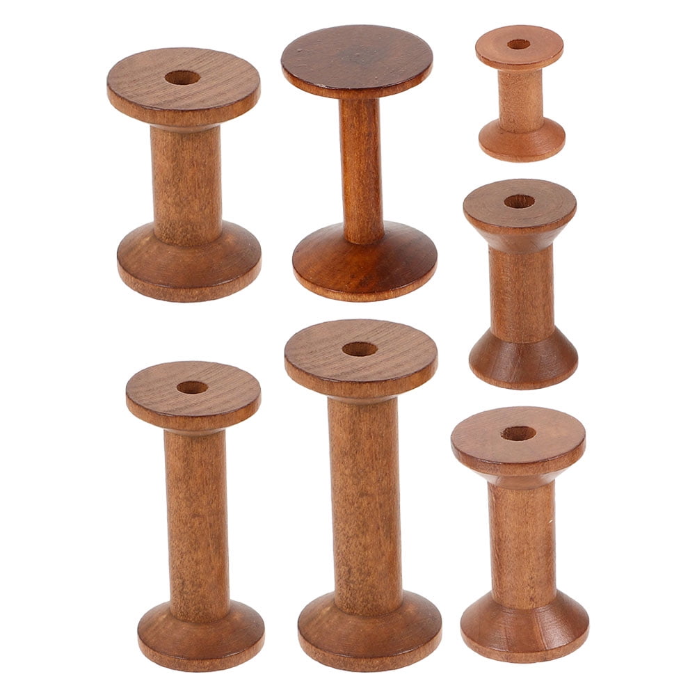 MLINS 7PCS Wooden Spools Crafts Thread Spools Wooden Bobbins Vintage ...