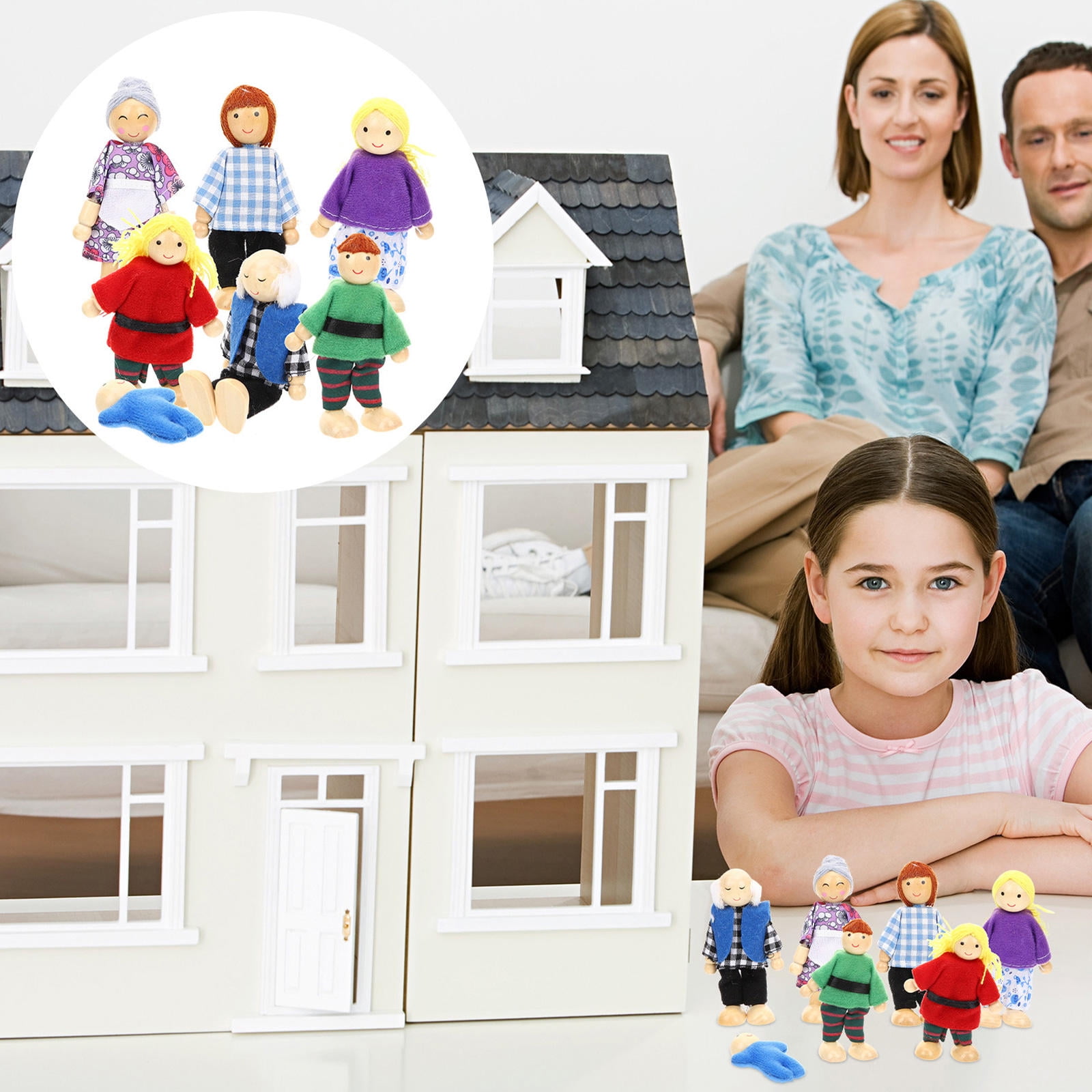 MLINS 7Pcs Playing House Dolls Family Role Puppets Toddle Puppet Toys ...