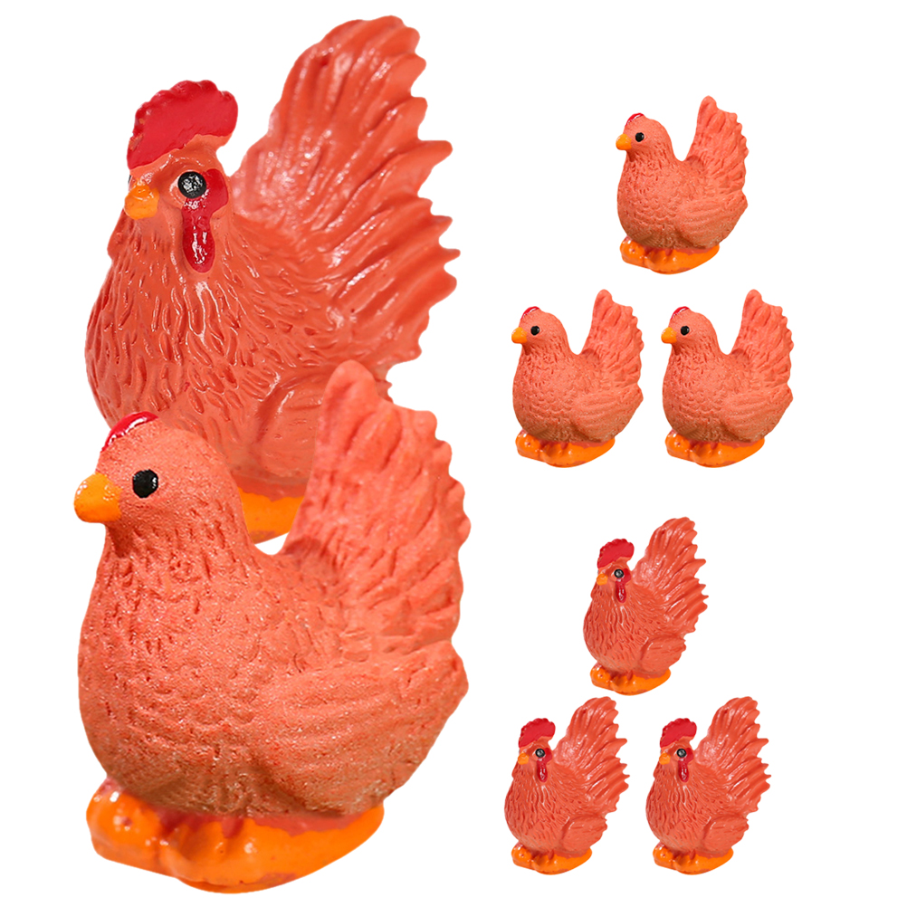 Adorable Resin Chicken Ornaments with Lifelike Design for Decoration 8 Pieces Assorted Color ...