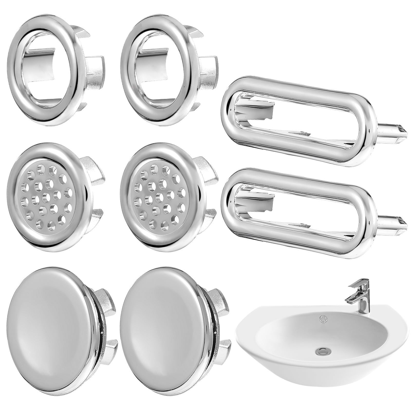 8 Pcs Silver Sink Overflow Covers for Bathroom Sink Bathtub Made of ...