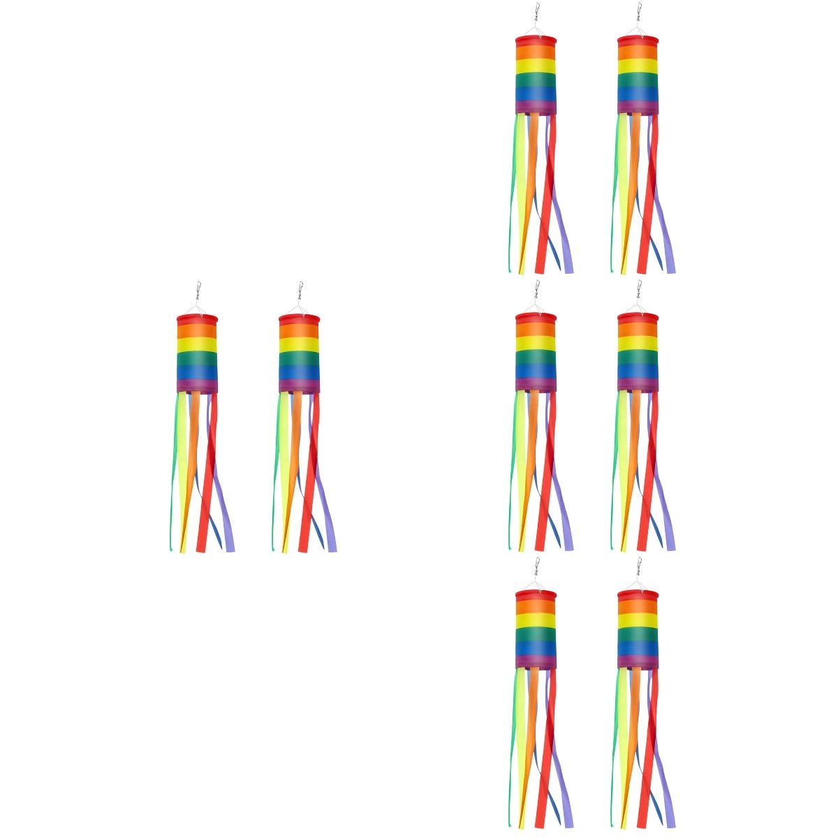 MLINS 8 Pcs Rainbow Column Windsocks Flag Outdoor Hanging Colorful ...