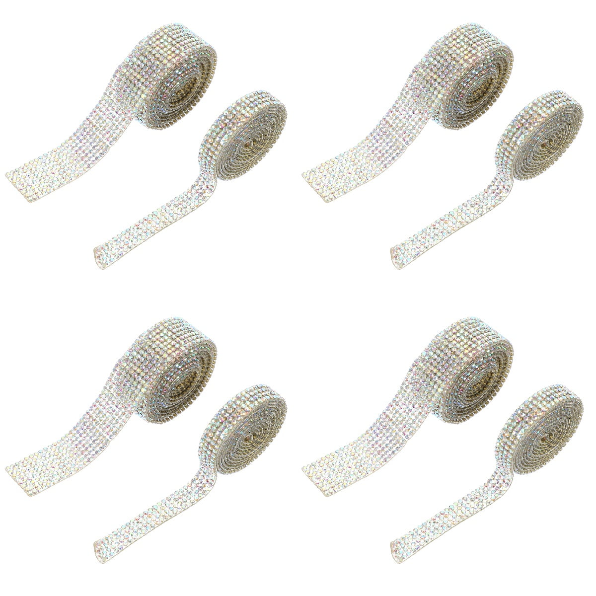 MLINS 8 Rolls Self Adhesive Rhinestone Ribbon 4 Rows Rhinestone Strips ...