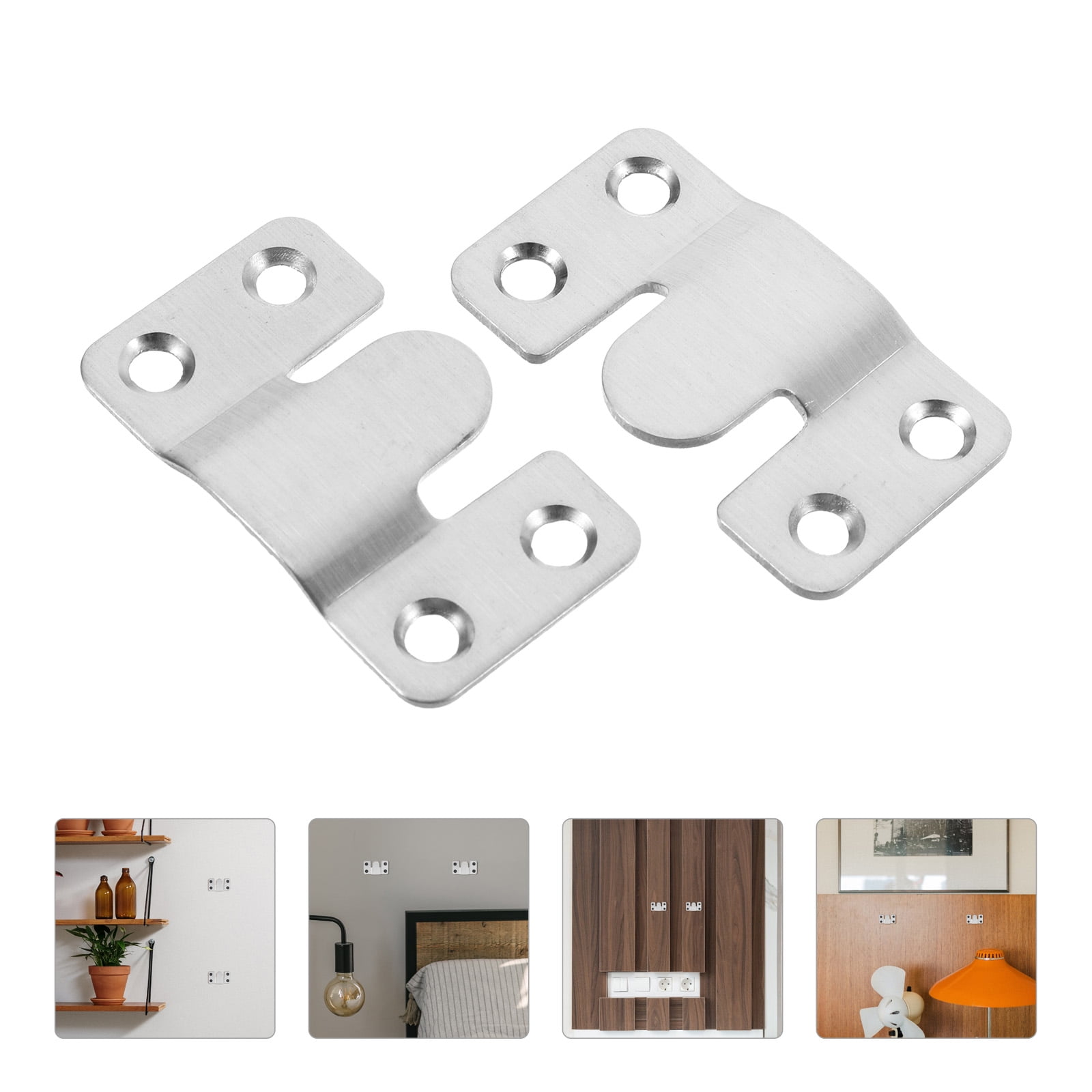 MLINS 8 Sets Bed Frame Brackets Adapter Heavy Duty Connectors Silver ...