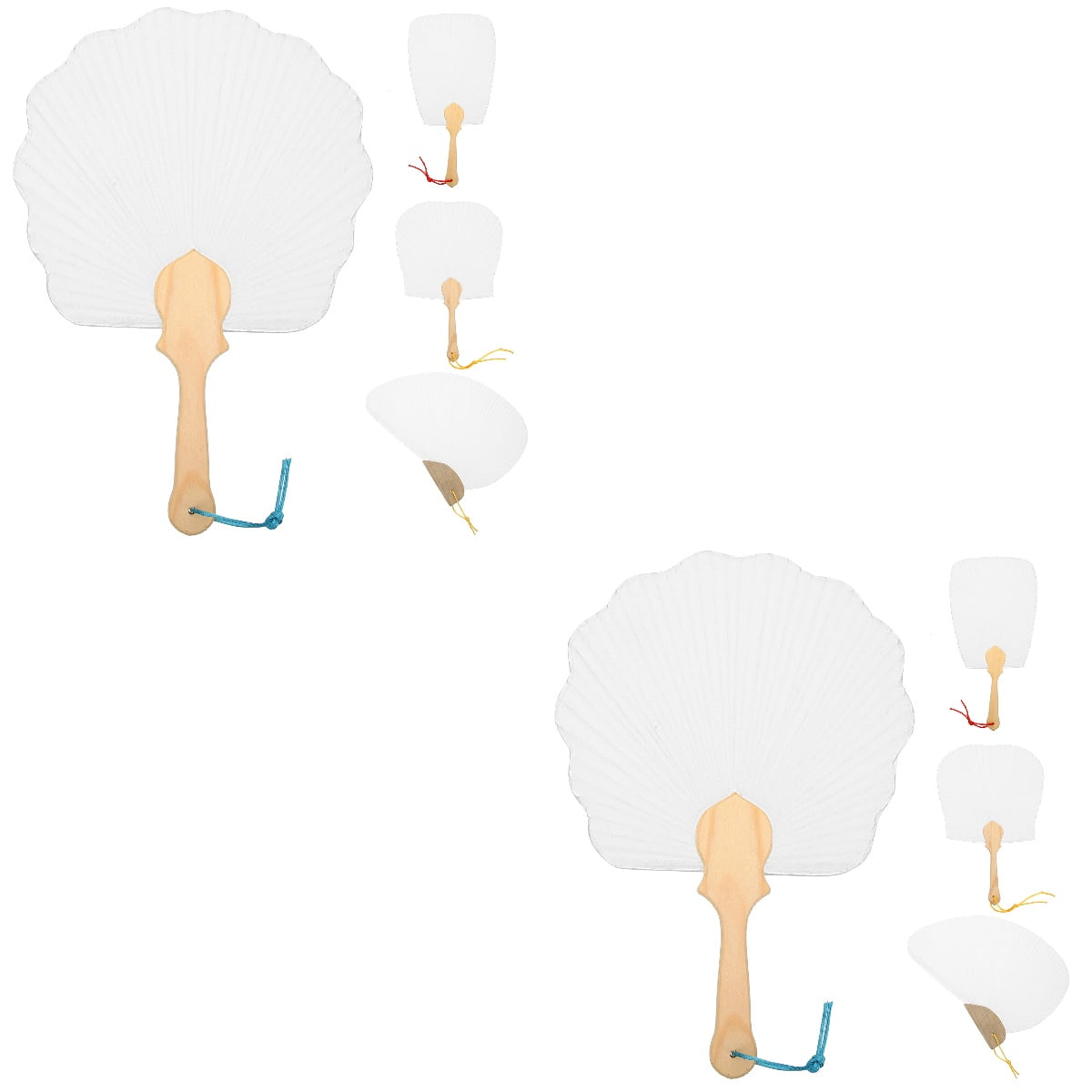 MLINS 8 pcs DIY Assorted Shape Paper Fans Blank Decorative Fans ...