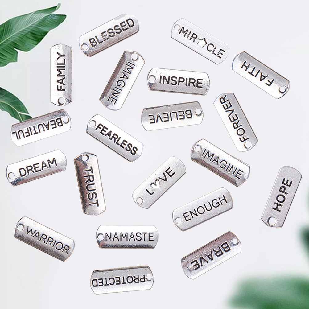 MLINS 80 Pcs Life Words Letters Connector Pendants Inspirational ...
