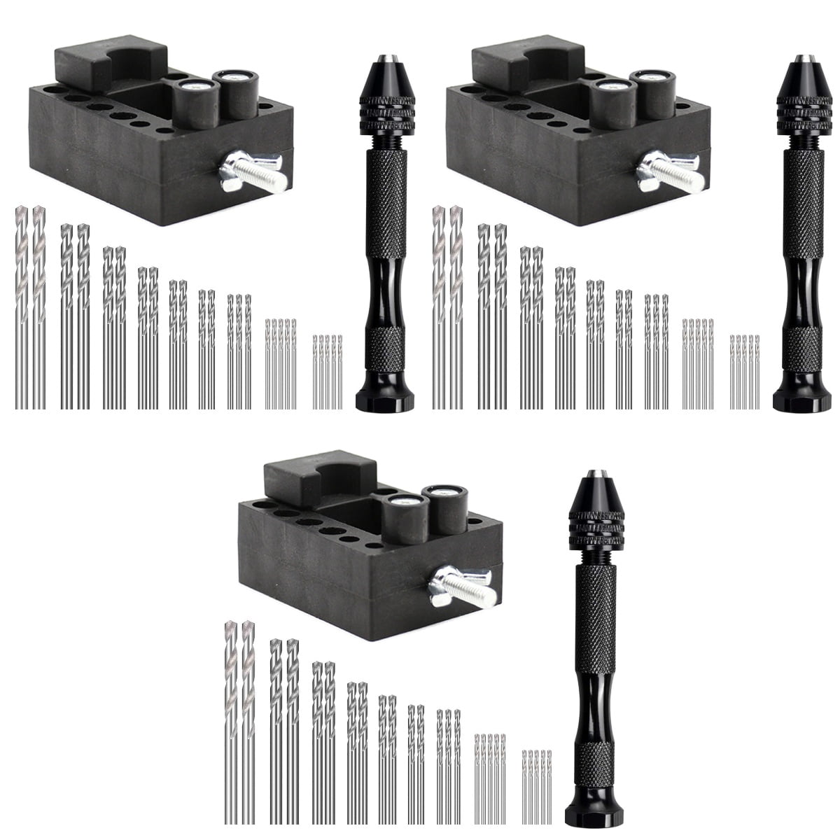 MLINS 81 pcs Walnut Bodhi Drilling Tool Drill Bits Set Vise Clamp Hand ...