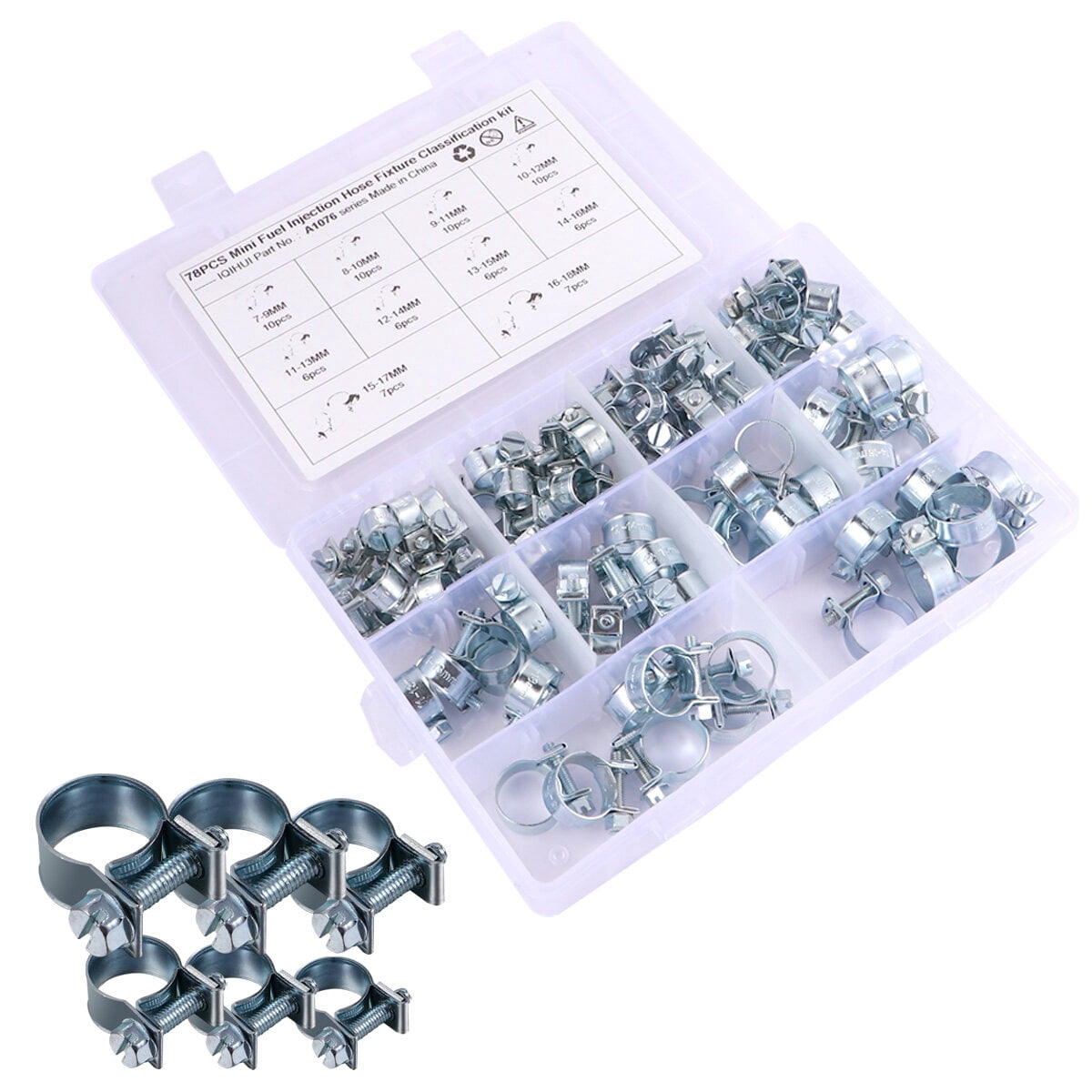 MLINS 88 Pcs Mini Clamp Automotive Drainage Hanger Hose Clamps Silver ...