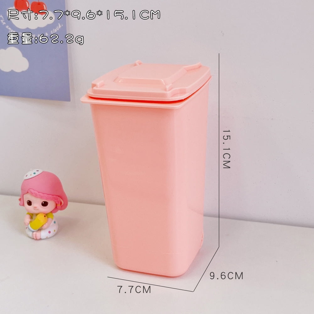 MLINS 8pcs Cute Mini Desktop Trash Can with Lid Cartoon Plastic Waste ...
