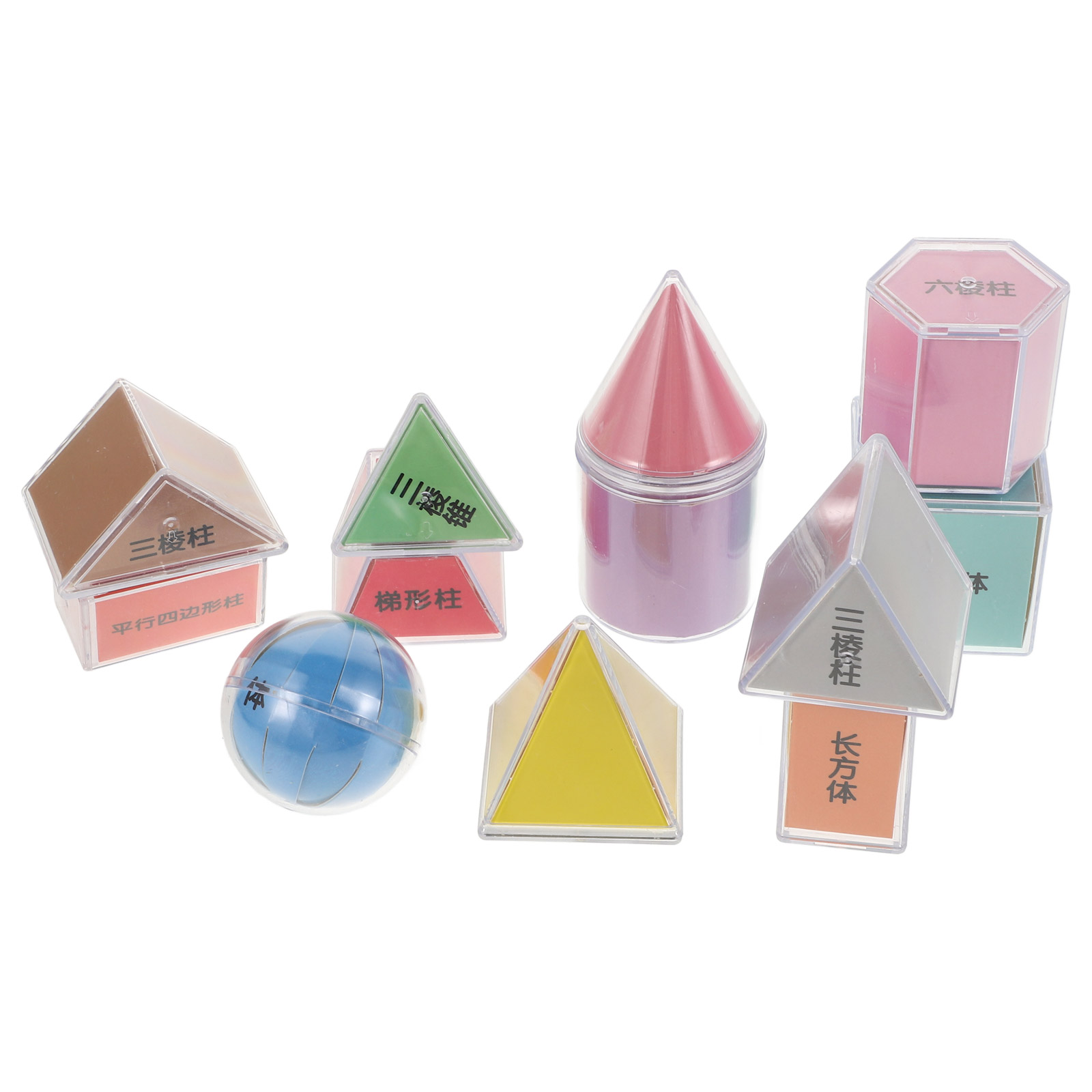 MLINS 8pcs Plastic Geometric Solids for Volume Measurement 3D Shapes ...