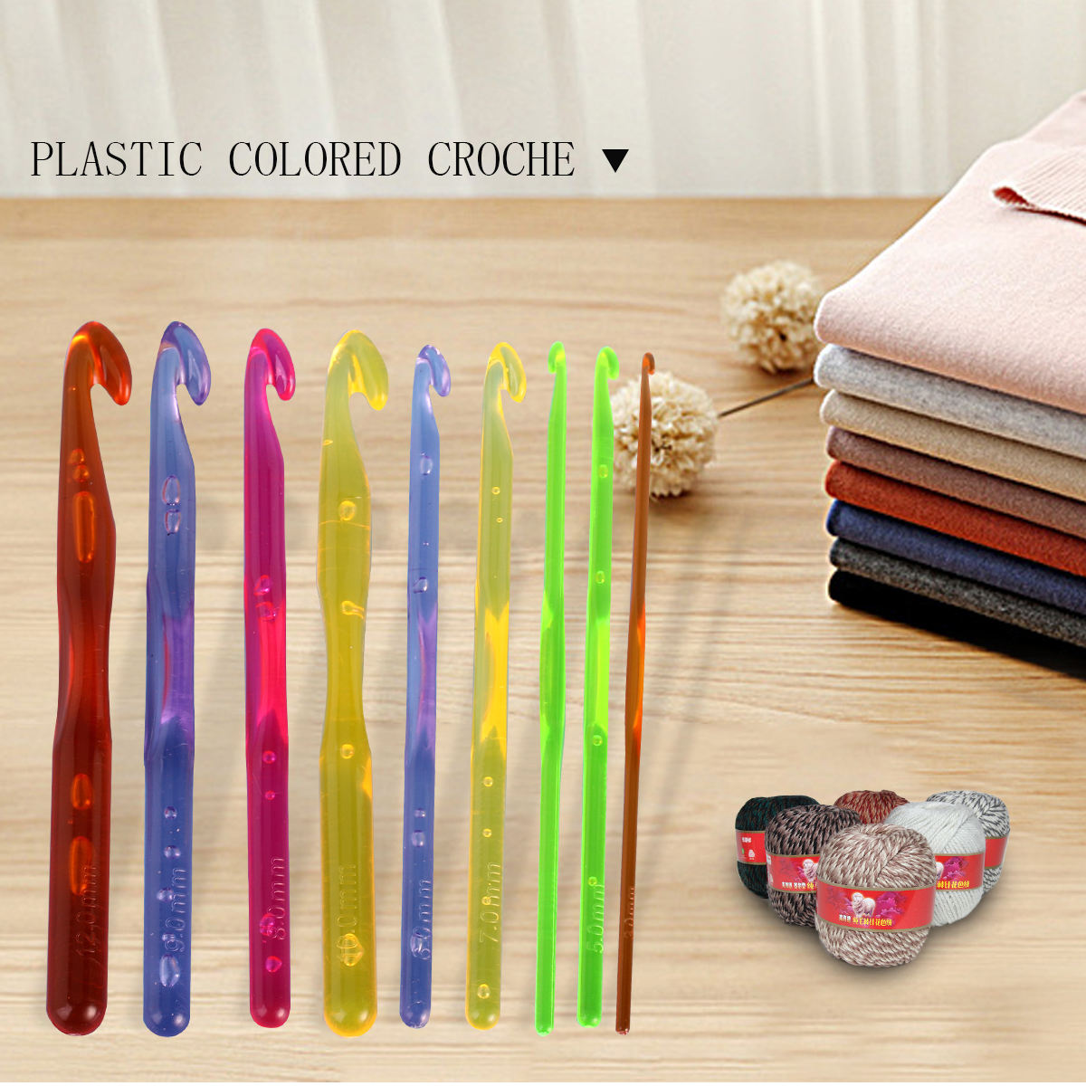 MLINS 9 Pcs Colorful Crochet Large Hook Needle Needles for Sewing ...