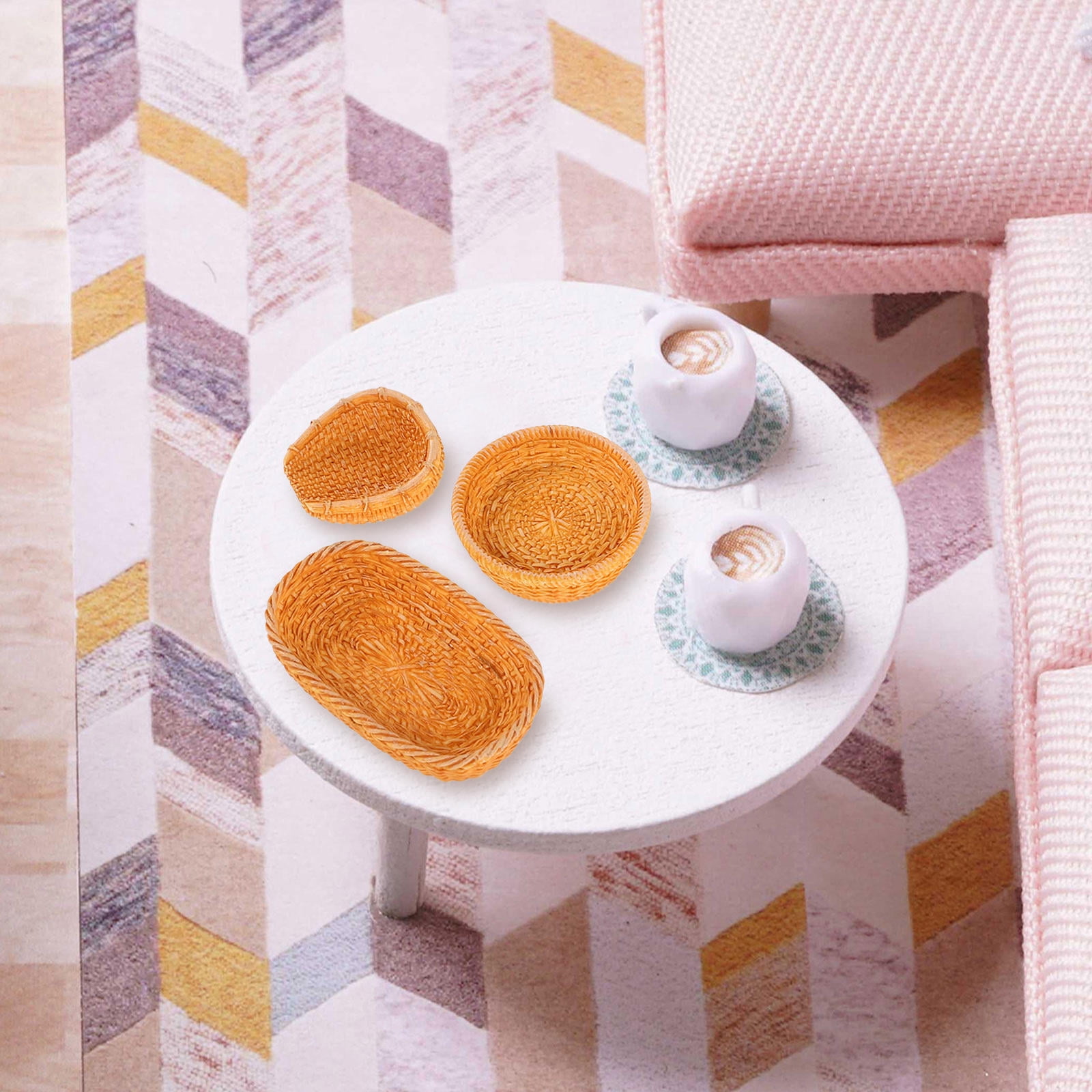 MLINS 9 Pcs Mini Picnic Basket Woven Flower Small Baskets Dollhouse ...