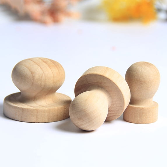 MLINS 9 Pcs Solid Wood Round Handle Seal Crafting Scrapbook Stamps ...