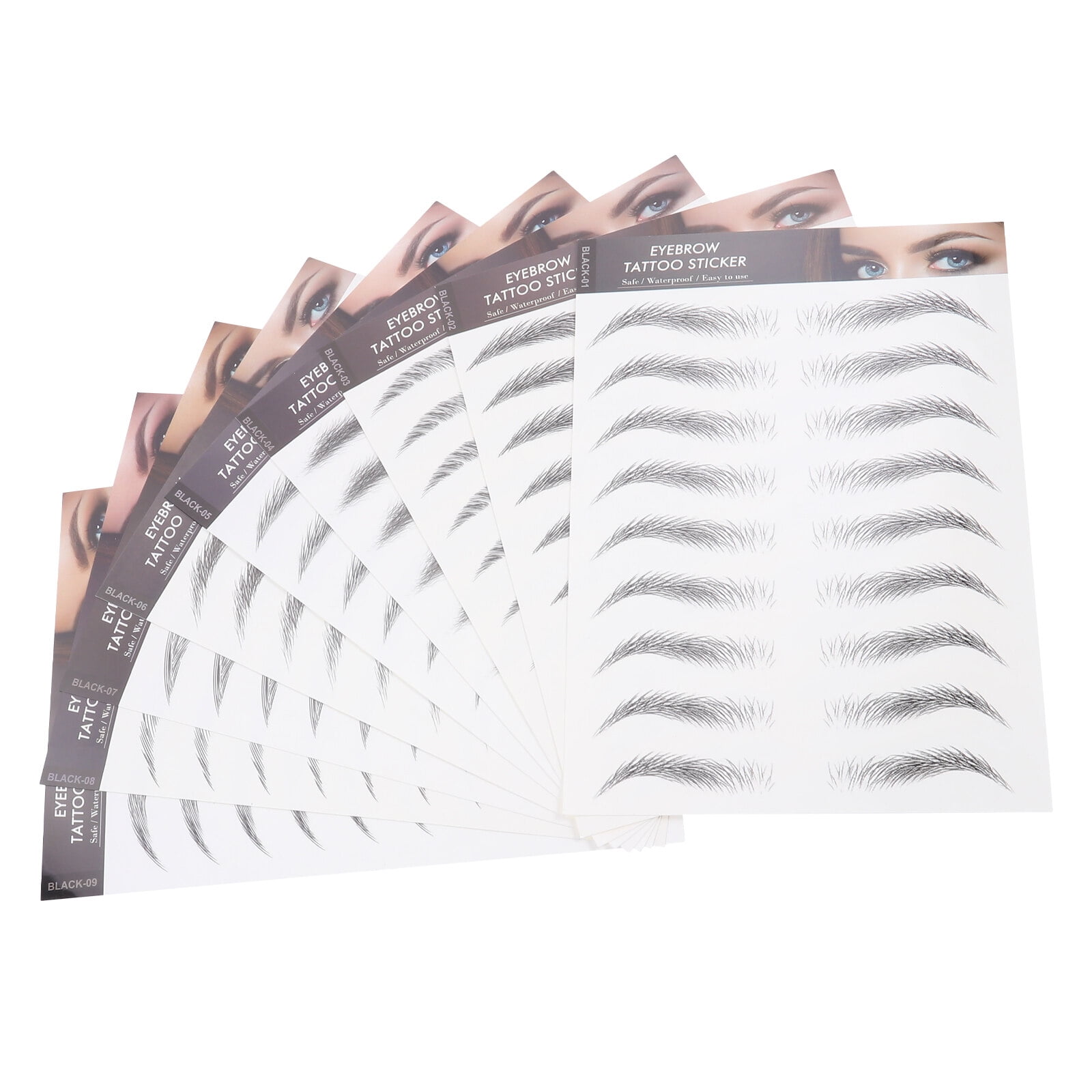 MLINS 9 Sheets False Eyebrows Cosmetics Miniature Black - Walmart.com