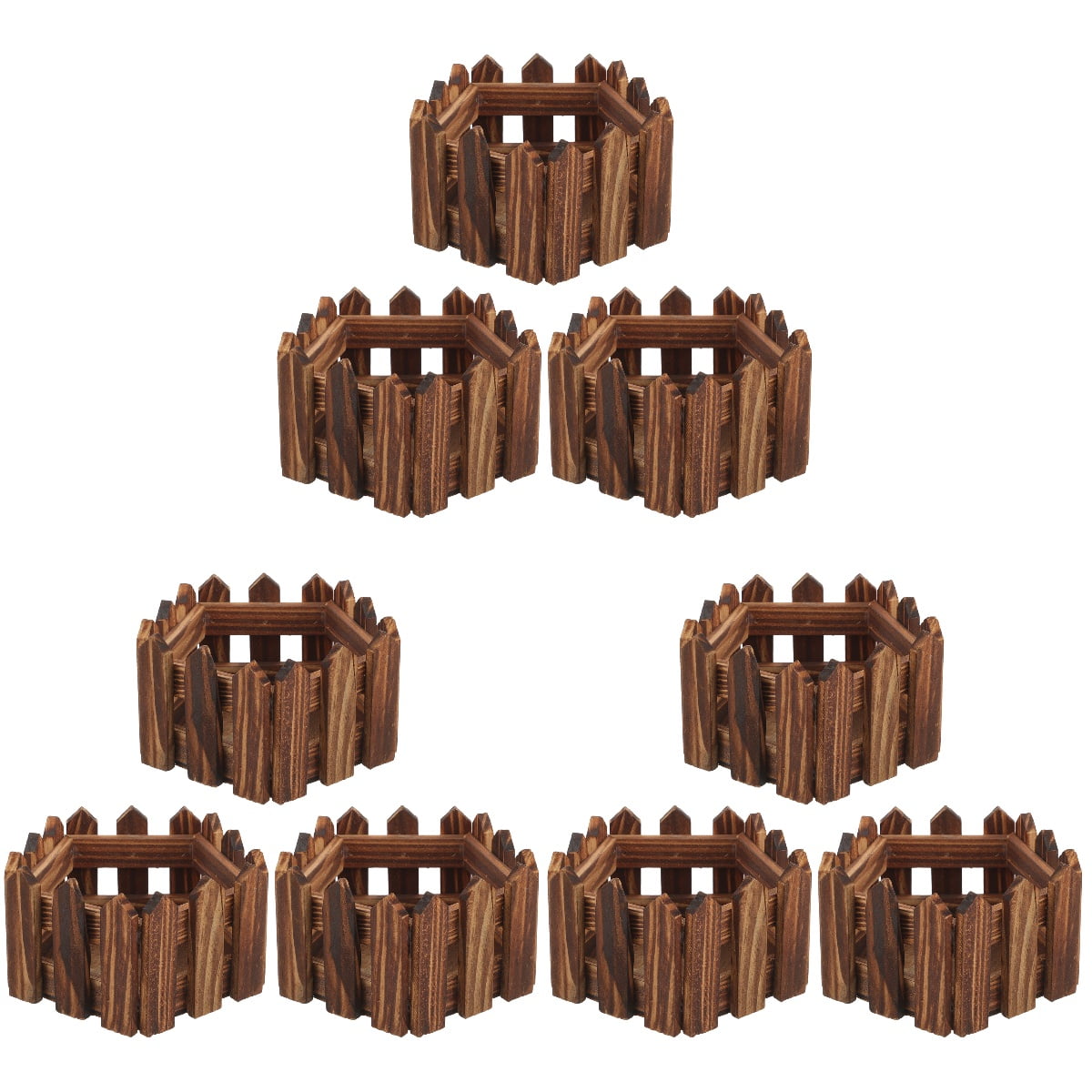 MLINS 9 pcs Wooden Flowerpots Succulent Pots Vintage Flower Pot Wood ...