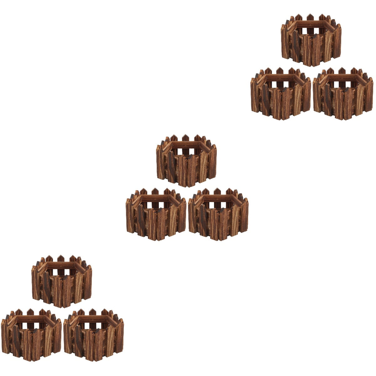 MLINS 9 pcs Wooden Flowerpots Succulent Pots Vintage Flower Pot Wood ...