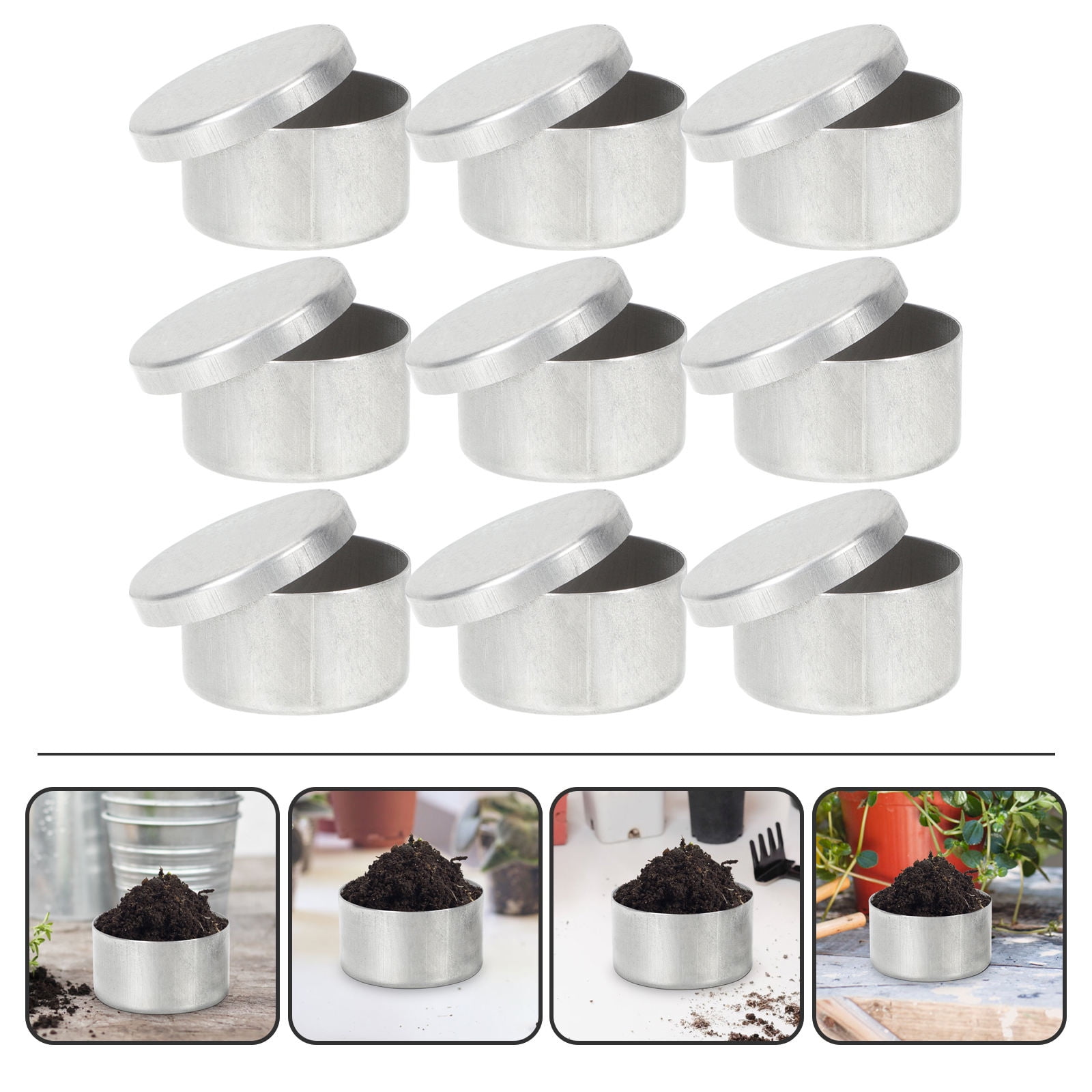 GAXIRE Sampling Weighing Jars Aluminium 9Pcs Silver Round Containers ...