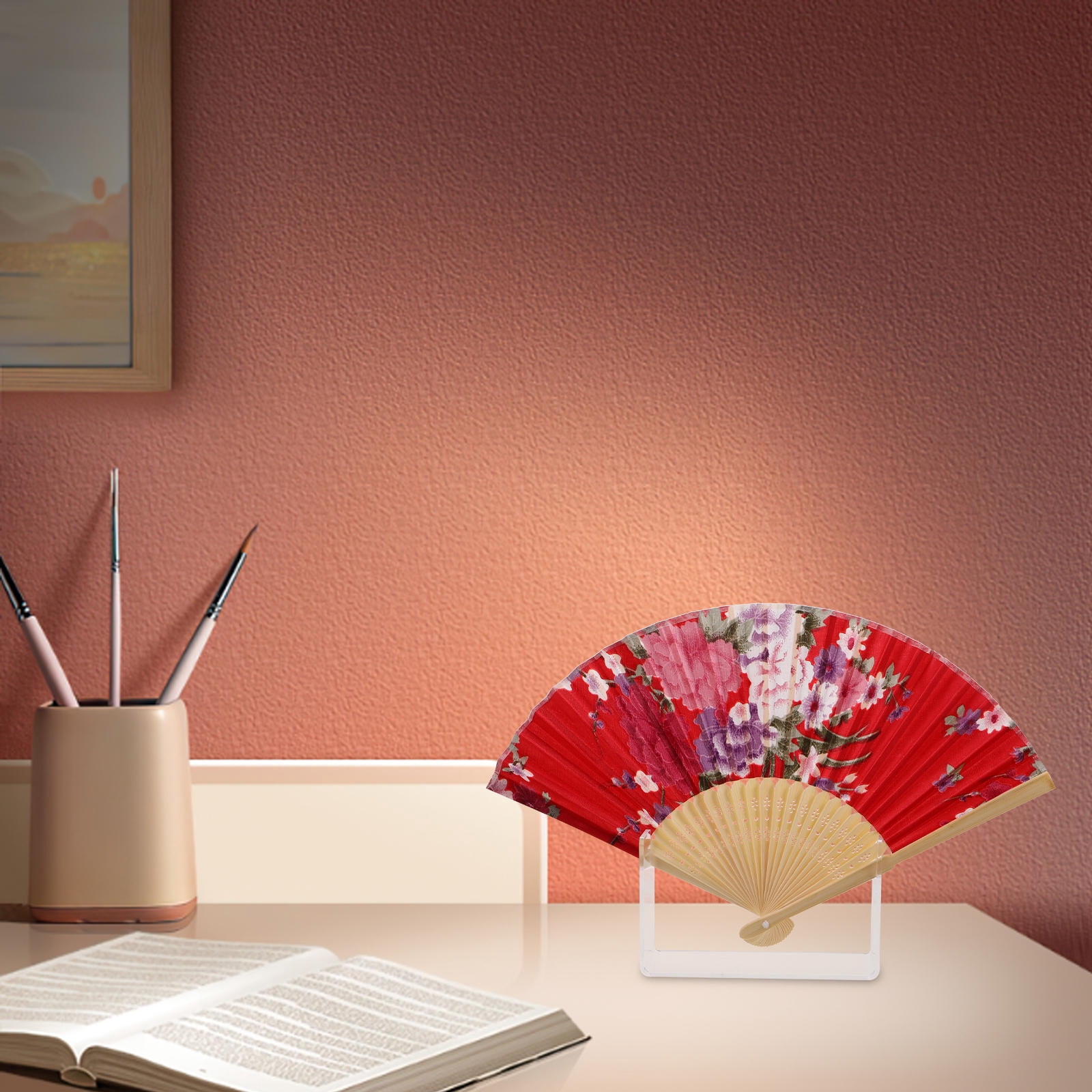FELTECHELECTR Japanese Fan Holder Acrylic Portable Convenience ...