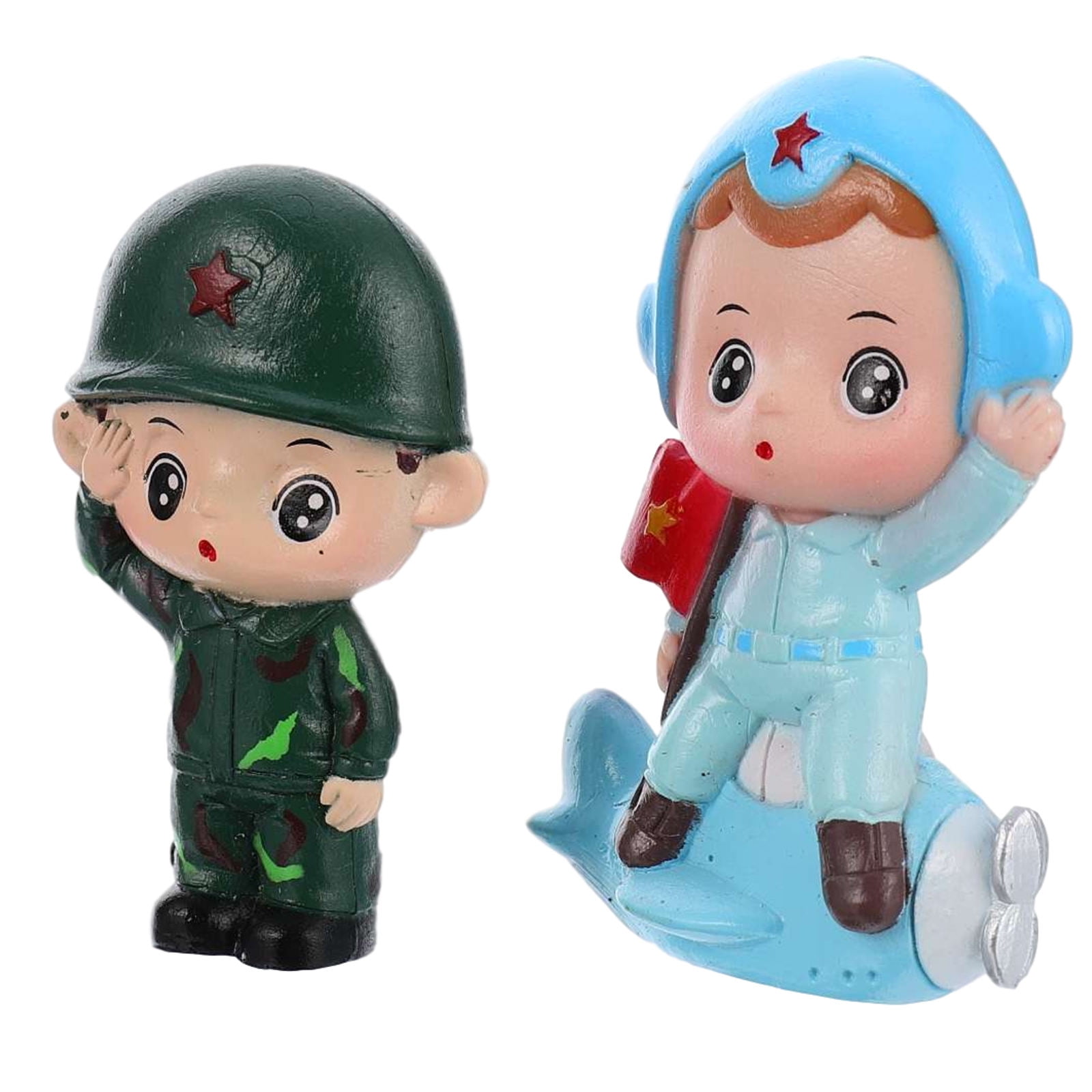 MLINS Adorable Blue Soldier Shape Cake Toppers Resin Decorative Items ...