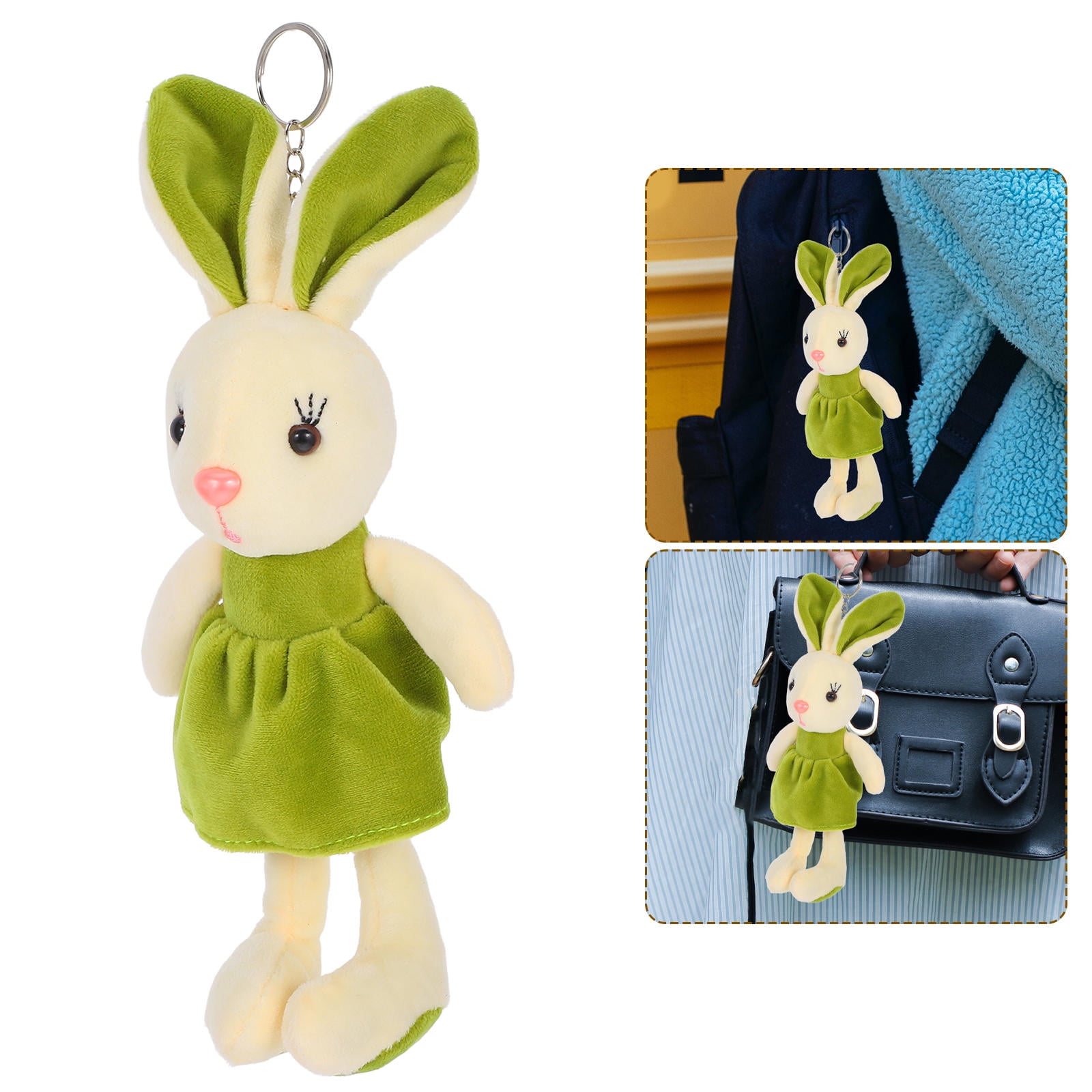 MLINS Adorable Plush Rabbit Keychain for Decor with Bright Green Color ...