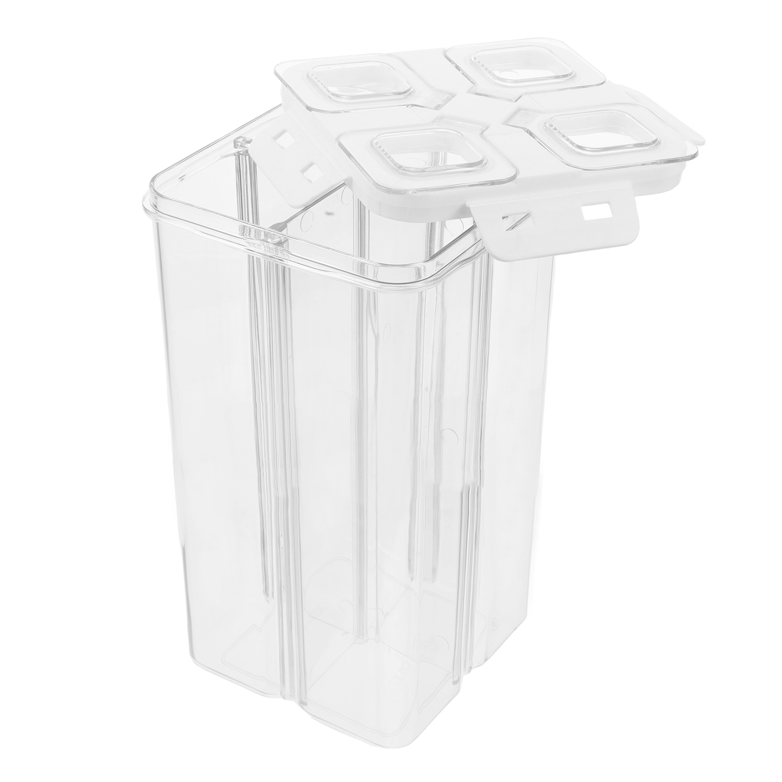 Airtight Cereal Storage Container Clear Plastic Square Snack Jar with 4 ...