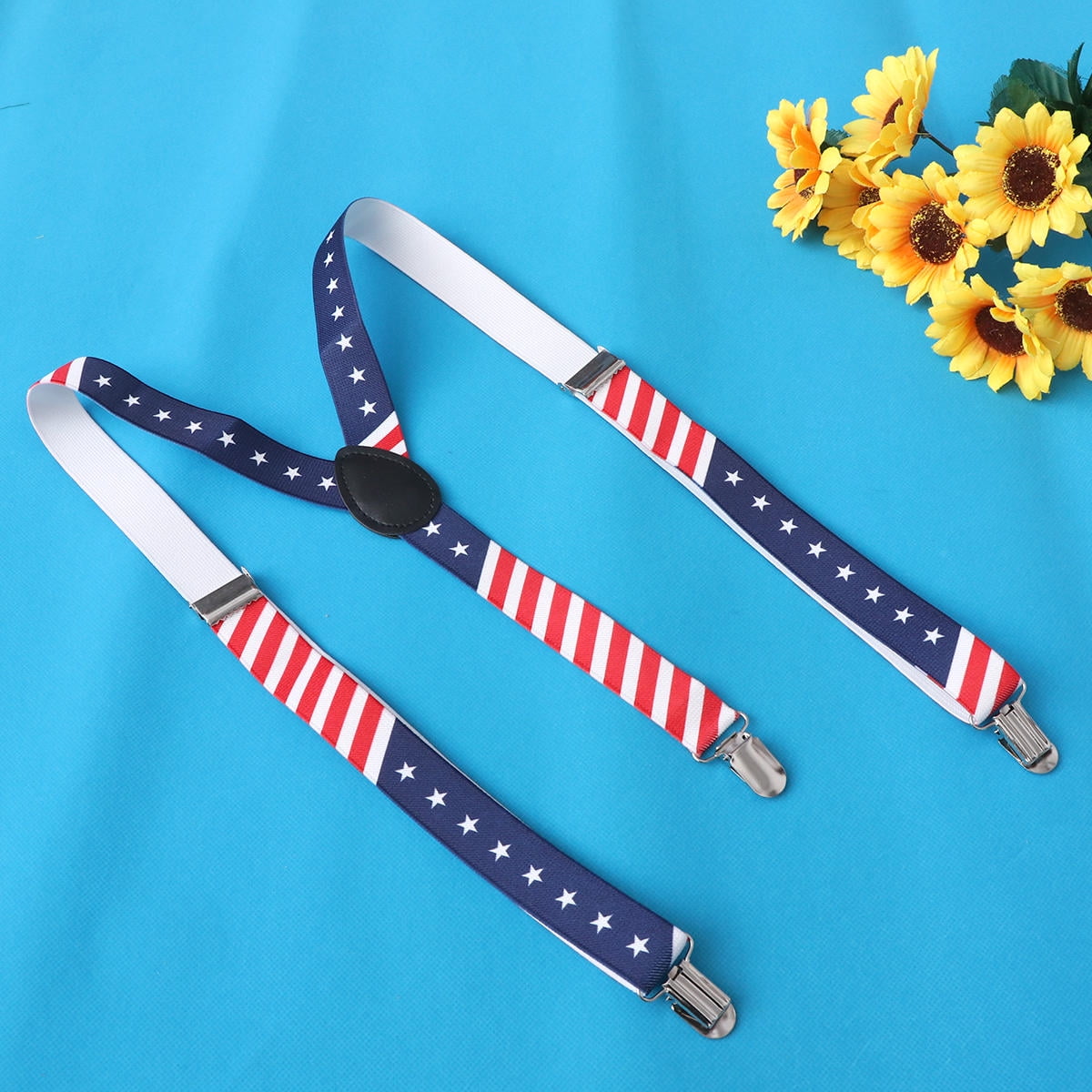 MLINS American Flag Clip-on Suspenders Adjustable Printing Elastic Y ...