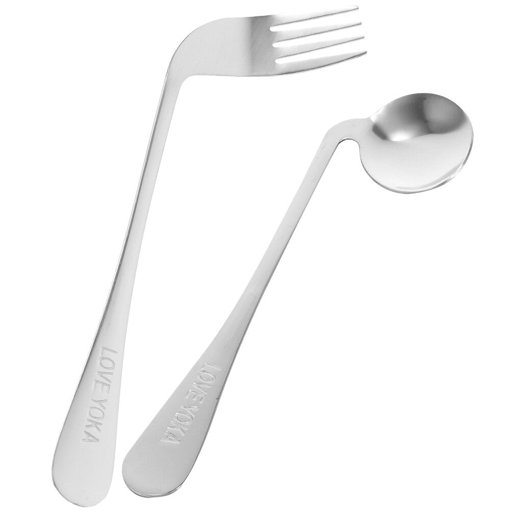 MLINS Angled Fork and Spoon Set Made of Stainless Steel Lightweight and ...