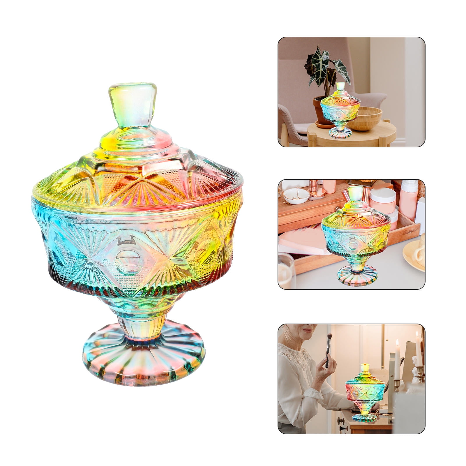 MLINS Apothecary Crystal Glass Storage Tank Jewelry Container Packing ...