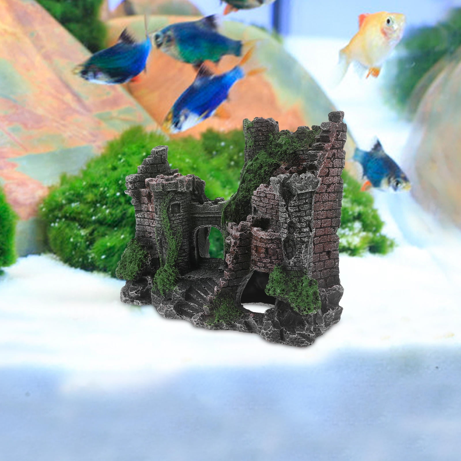 MLINS Aquarium Medieval Resin Castle Decoration Fish Tank Realistic ...
