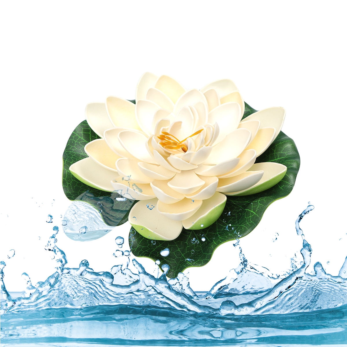 MLINS Artificial Water Lily Float Floating Lotus Flowers Pool Green ...