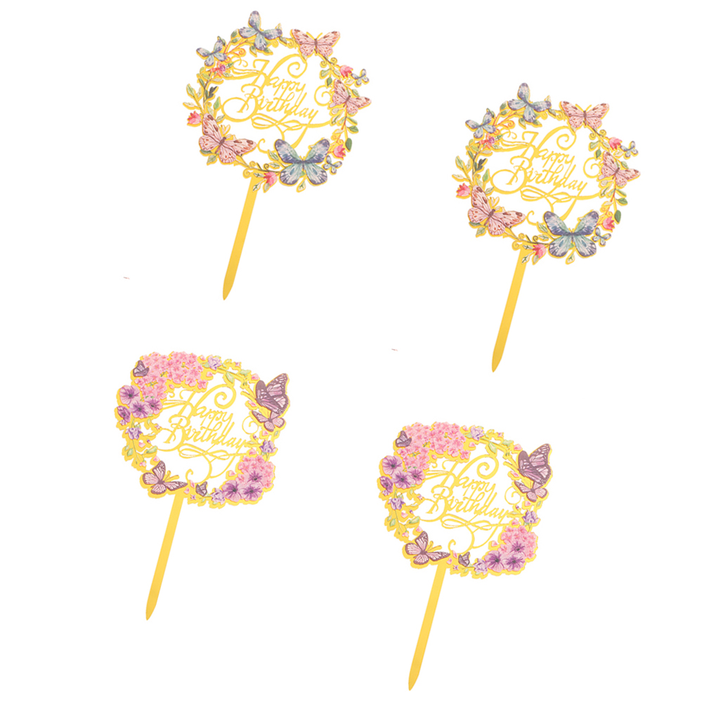 DINHEAROM Dessert Toppers Assorted Color Butterfly Cake Decorating 4Pcs ...