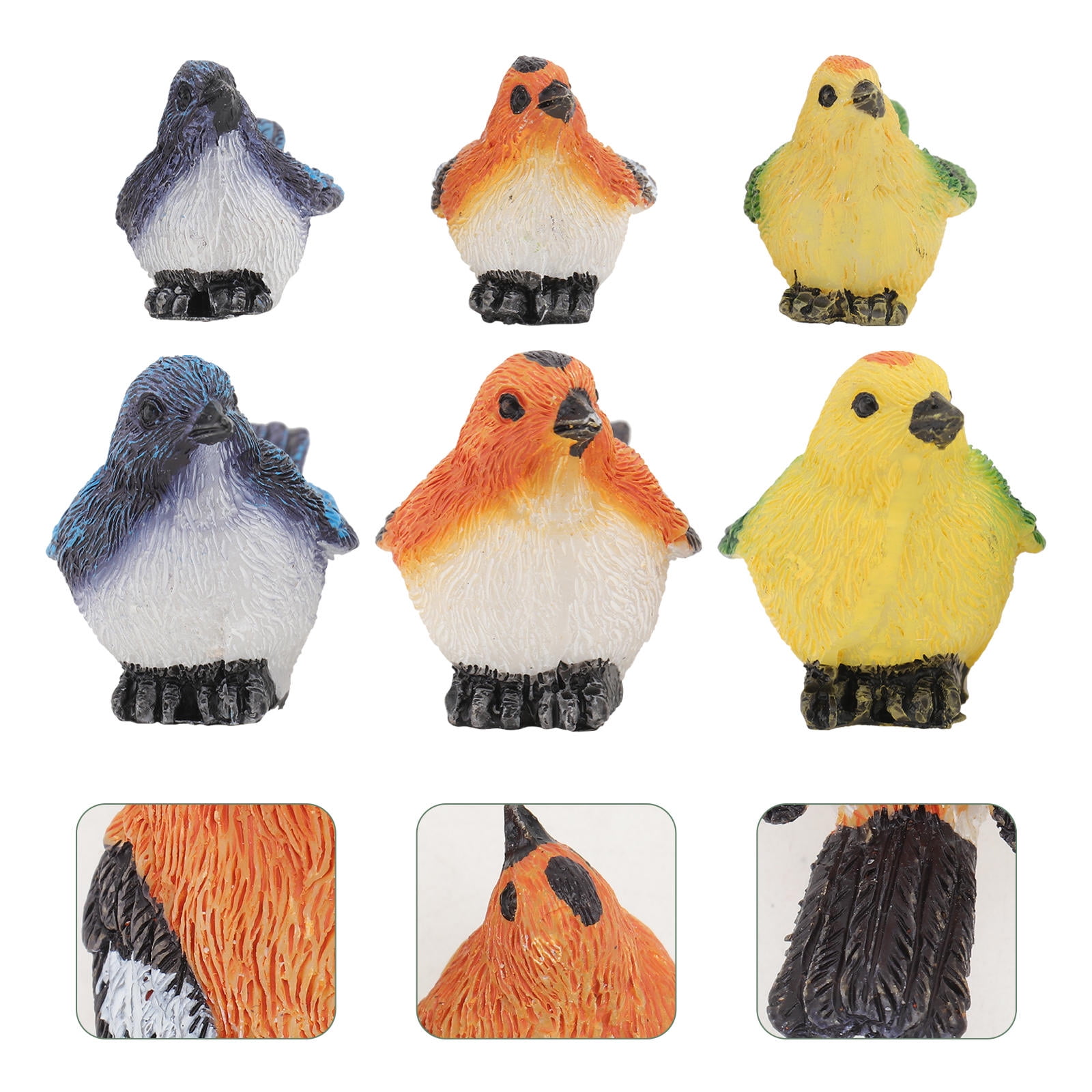 FONWILYO Simulated Birds Bonsai Decor Resin Ornaments Room 6Pcs 2.0In ...